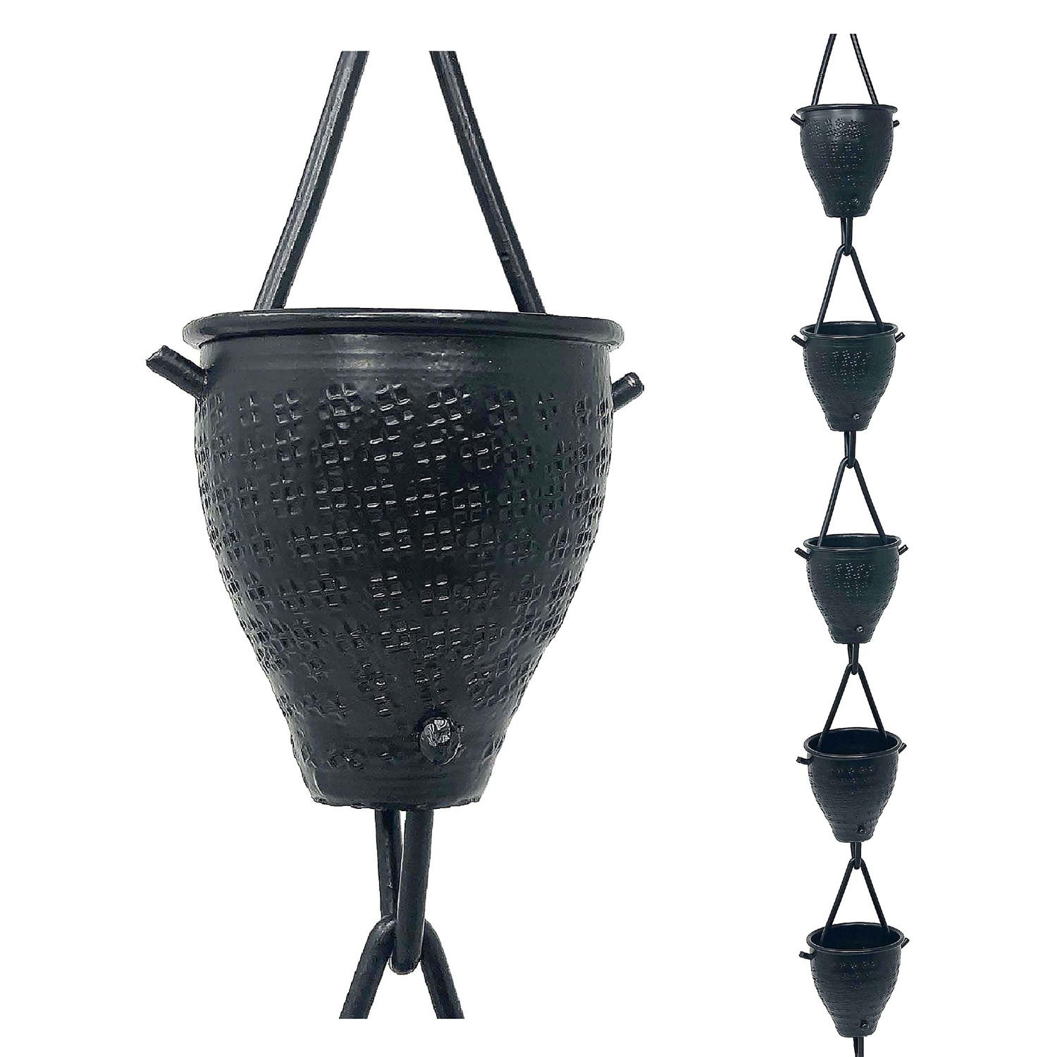 Rain Chains by JASINC 8.5 ft Tinkle Trickle Cups Black Powder Coated ...