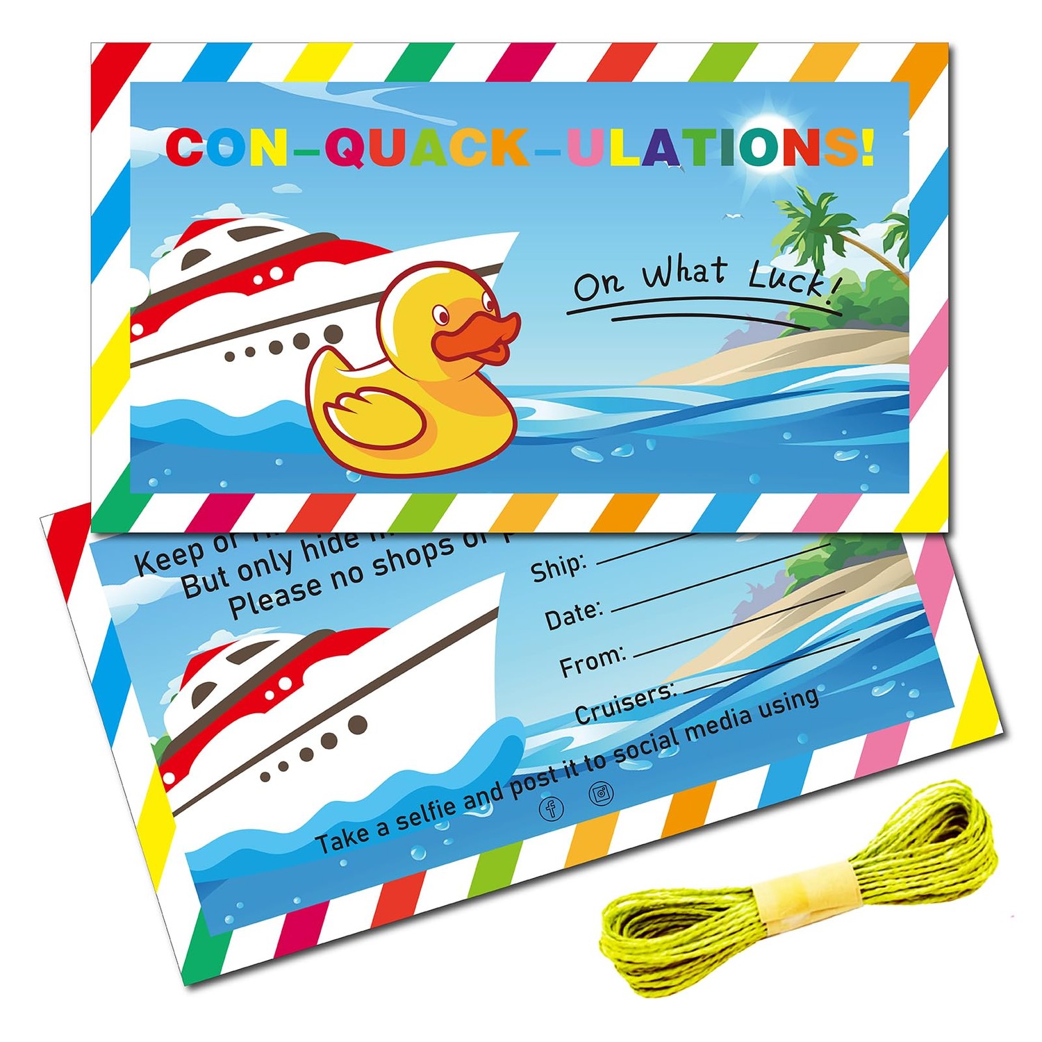 CREATCABIN 50Pcs You've Been Ducked Cards Cruising Rubber Duck Tag ...
