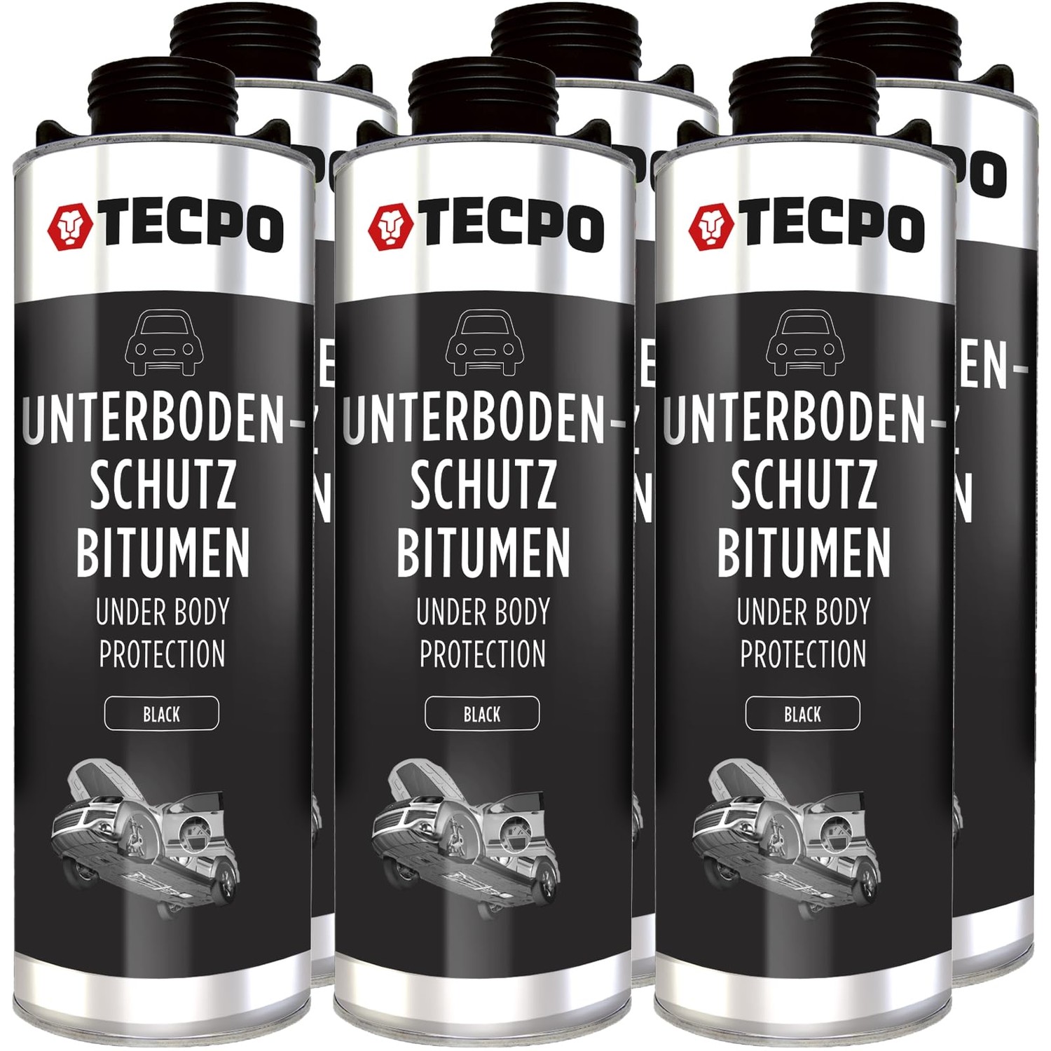 TECPO 6 x Bitumen Underbody Protection, Black, 1 Litre Stone Chip ...