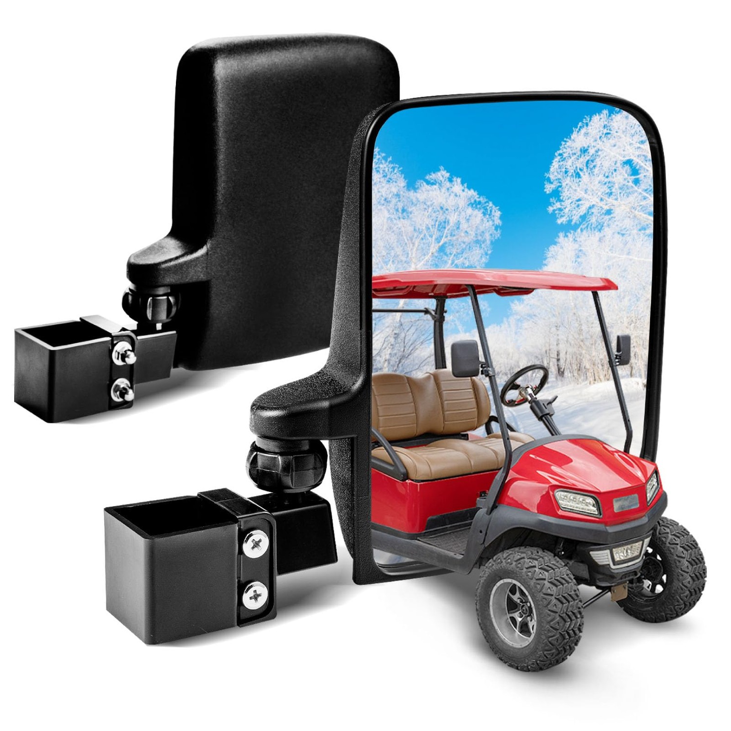 NOKINS No Drilling Golf Cart Mirrors,Golf Cart Rear Side View Mirrors ...
