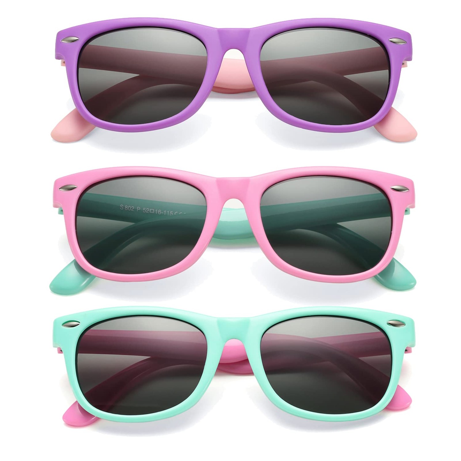 COASION COASION Kids Polarized Sunglasses Set TPEE Rubber Flexible ...