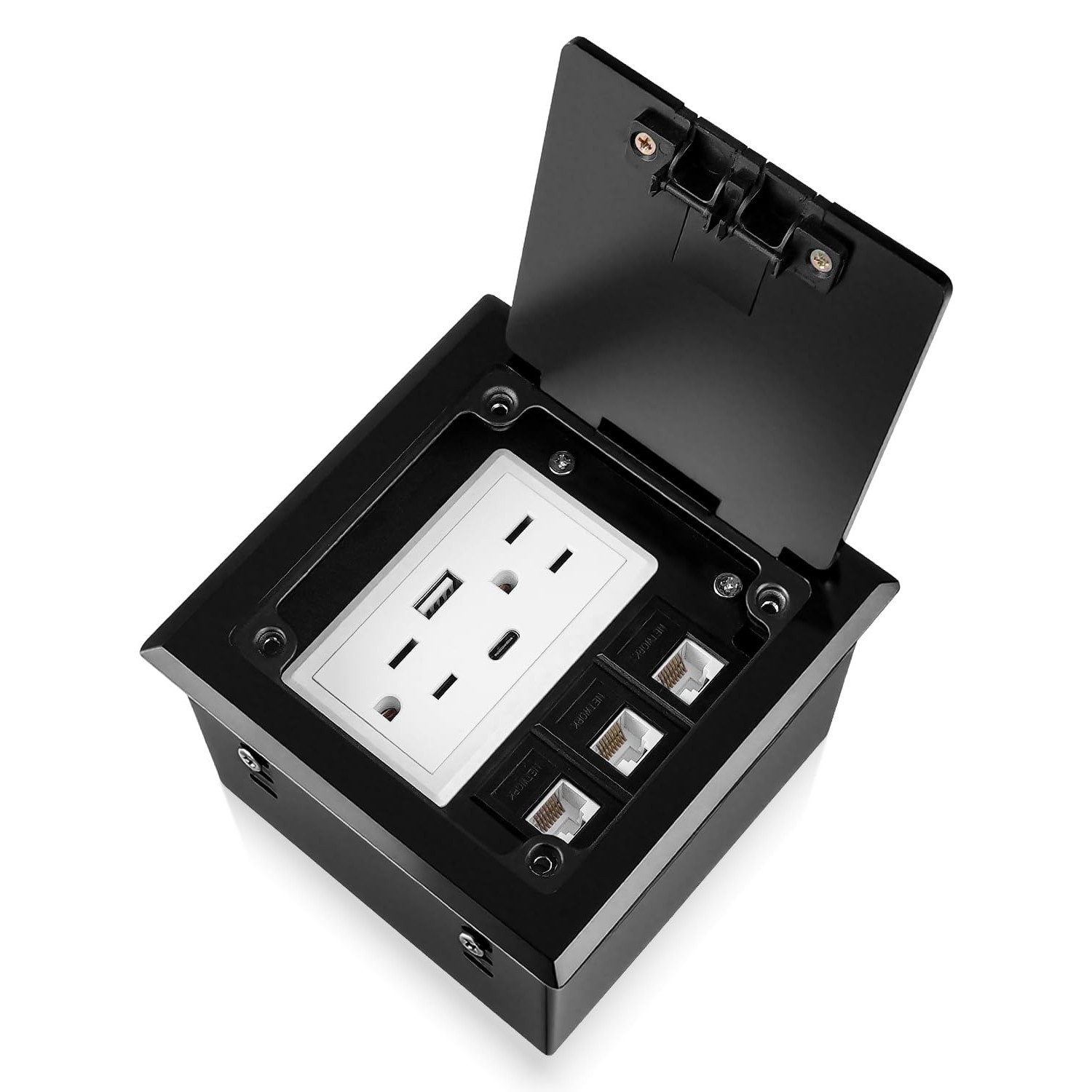 Heavy-Duty Recessed Floor Outlet Kit, Recessed Flat Hidden Socket Kit ...
