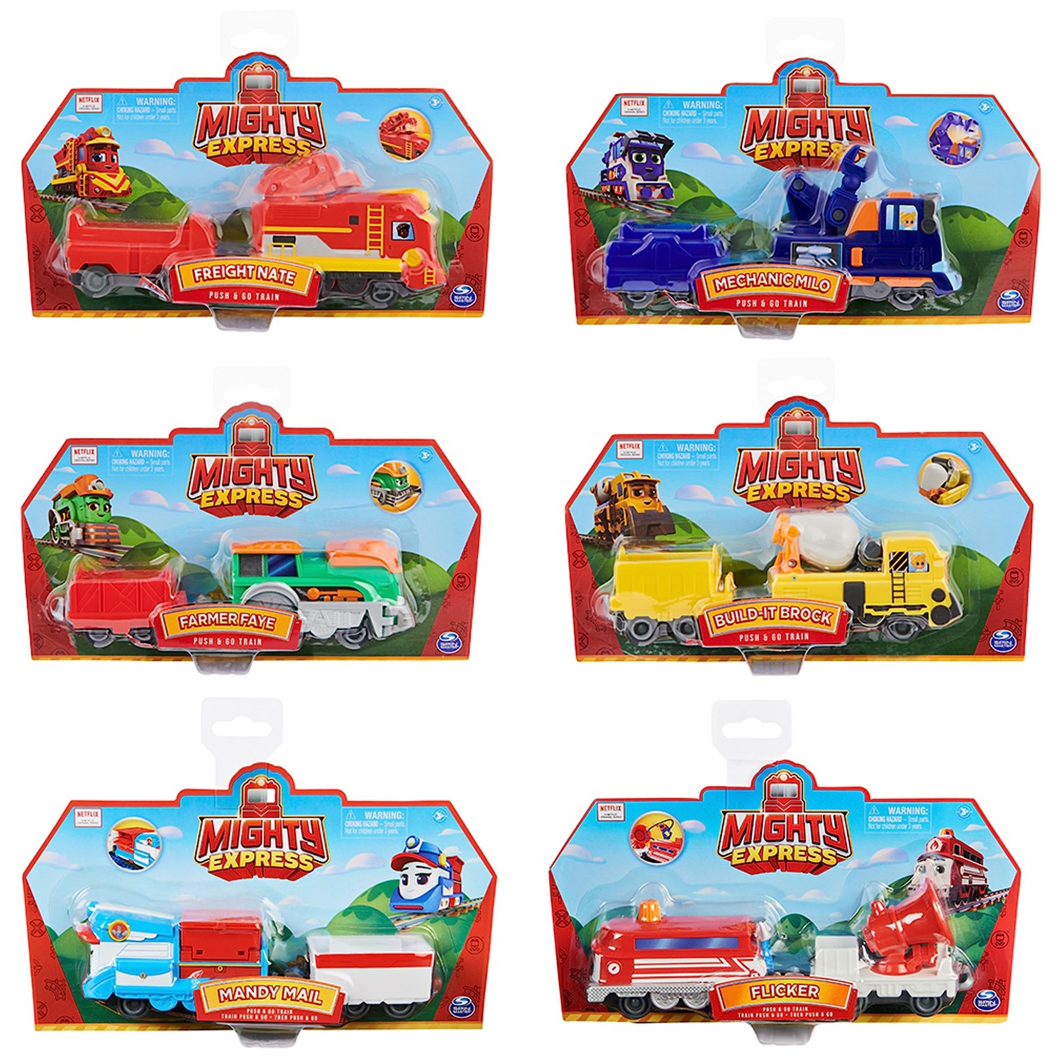 Mighty Express Push-and-Go Train with Freight Wagon - Eight Different ...