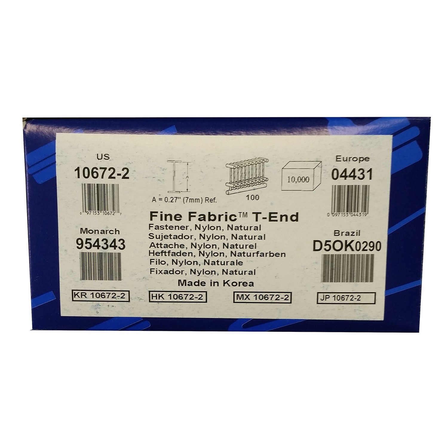 1/4" Fine Fabric T-End Fasteners (10,000/box) - ibspot.com