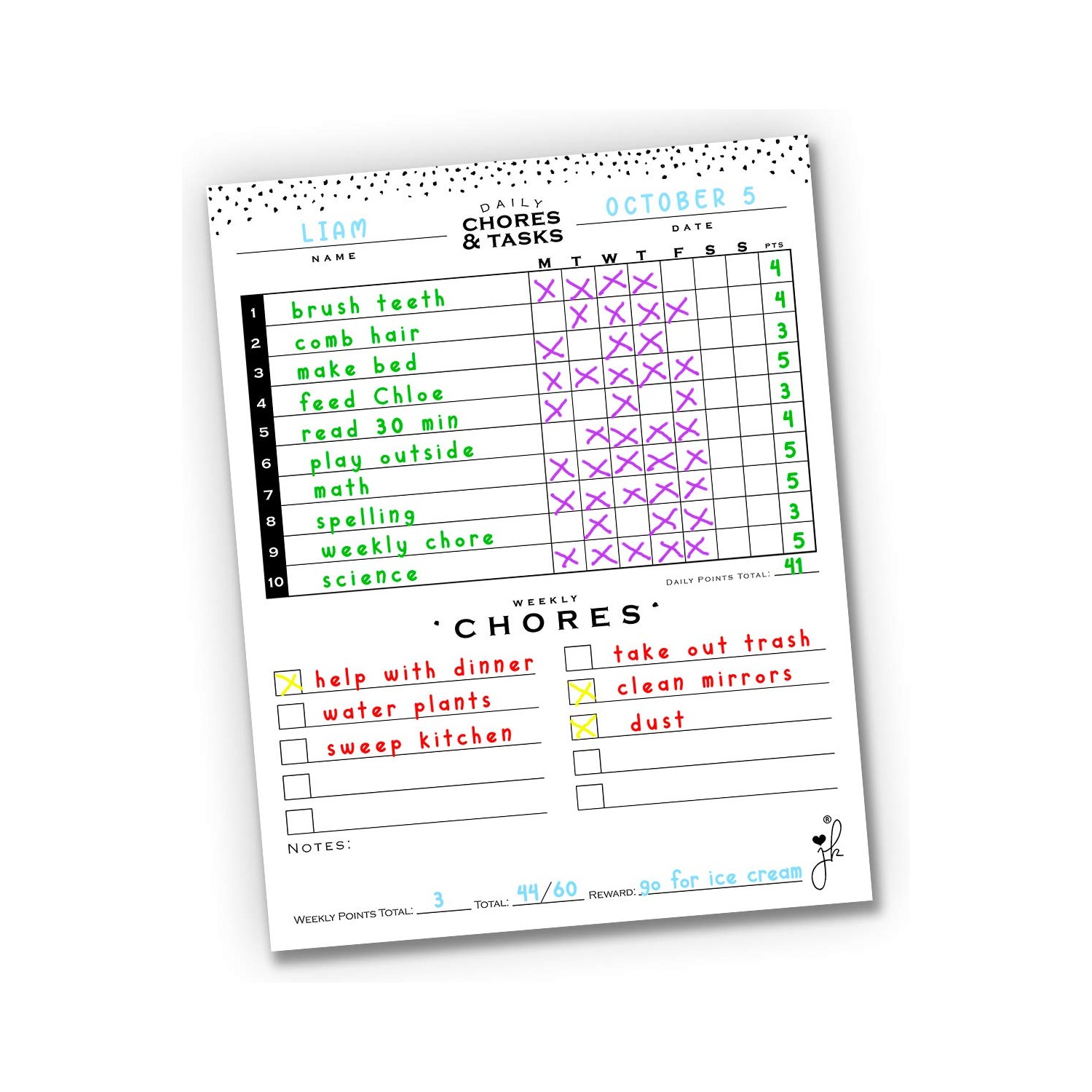 Jennakate - Chore Chart for Kids, Teens & Adults -Dry Erase Magnet ...