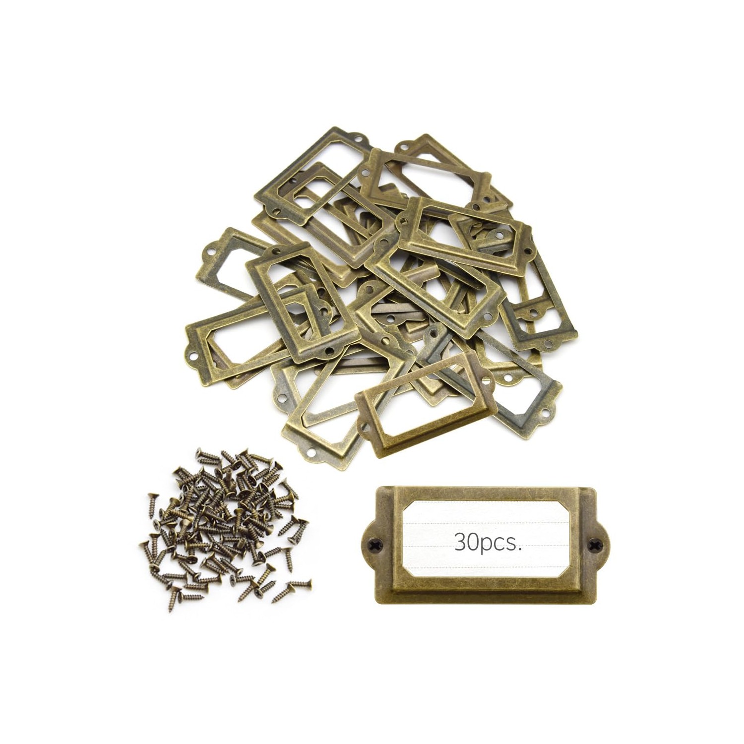 Ruidee Pack of 30 Metal Label Frames Vintage 70 x 33 mm Labels Card ...