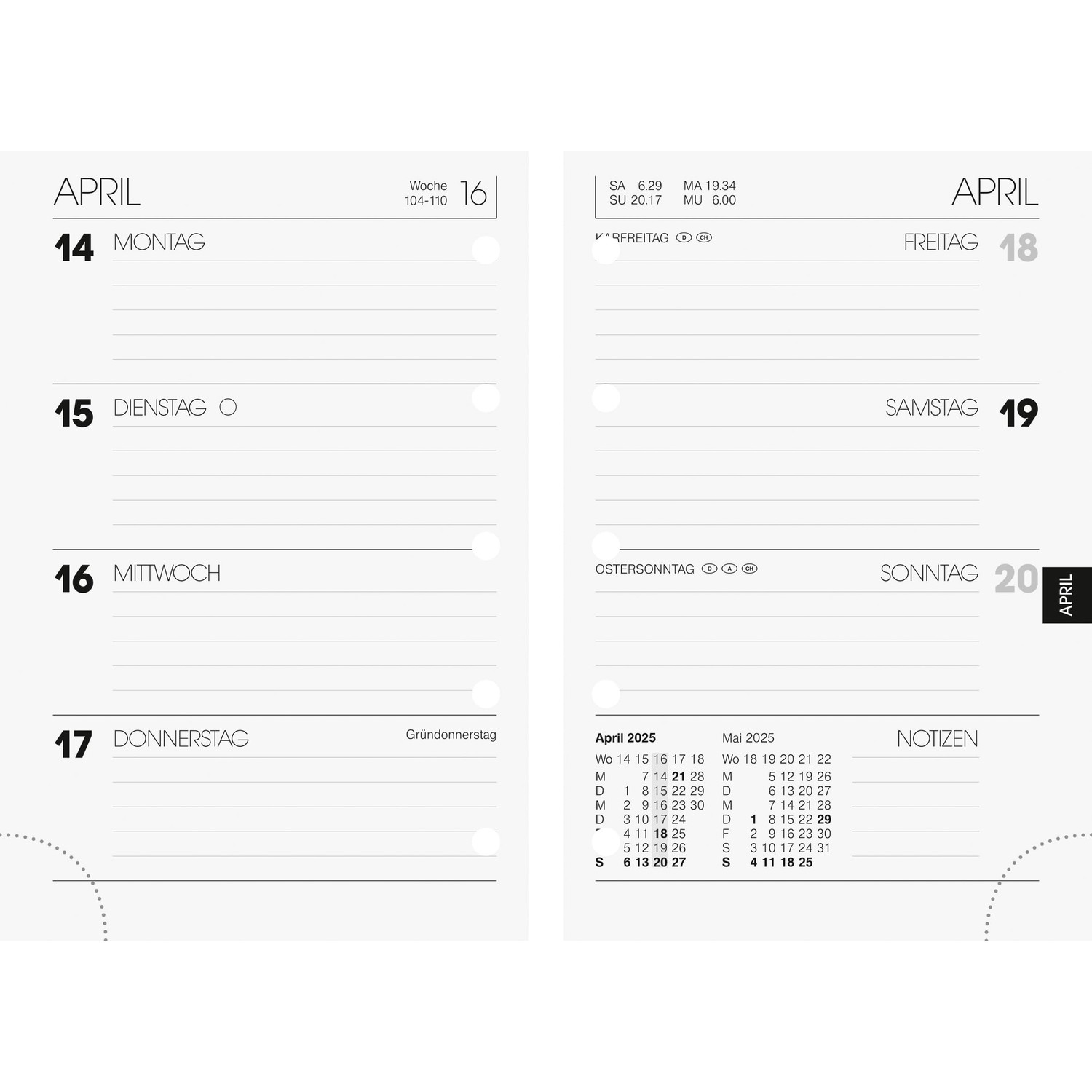 BRUNNEN Weekly Replacement Calendar Model 723 (2025), 2 Pages = 1 Week ...