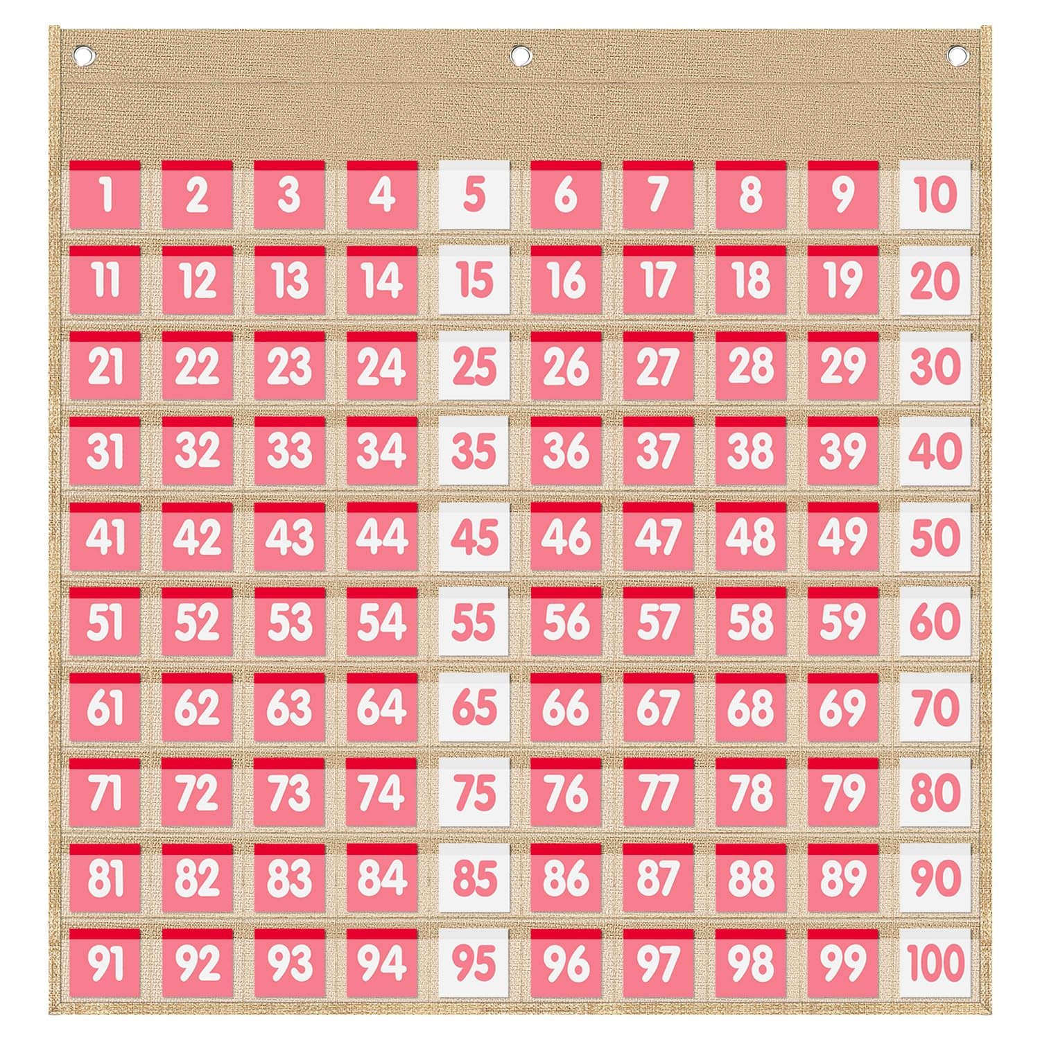 Hundreds Pocket Chart with 100 Number Cardsr, Board Double-Sided Number ...