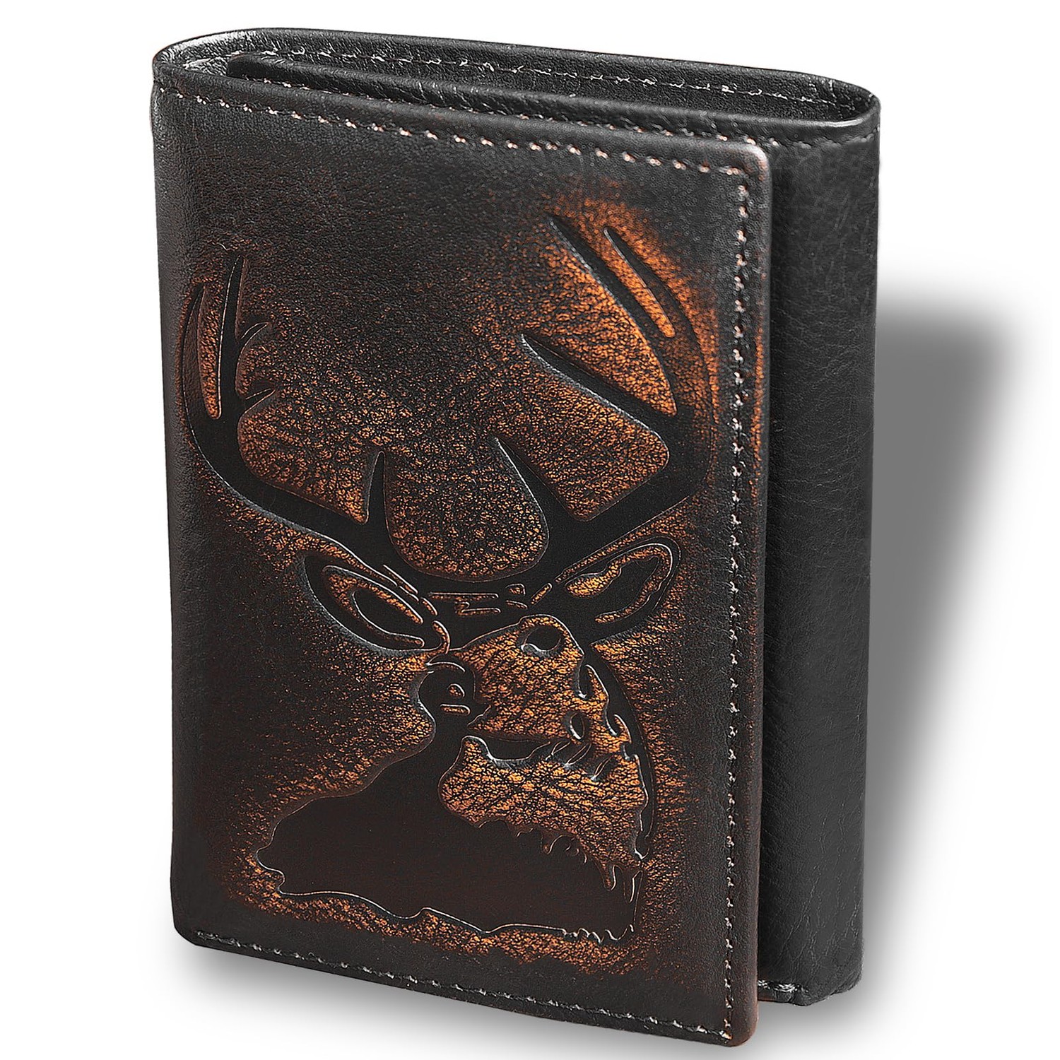 DK86 Deer Trifold Wallets for Men Full Grain Leather with Hand ...
