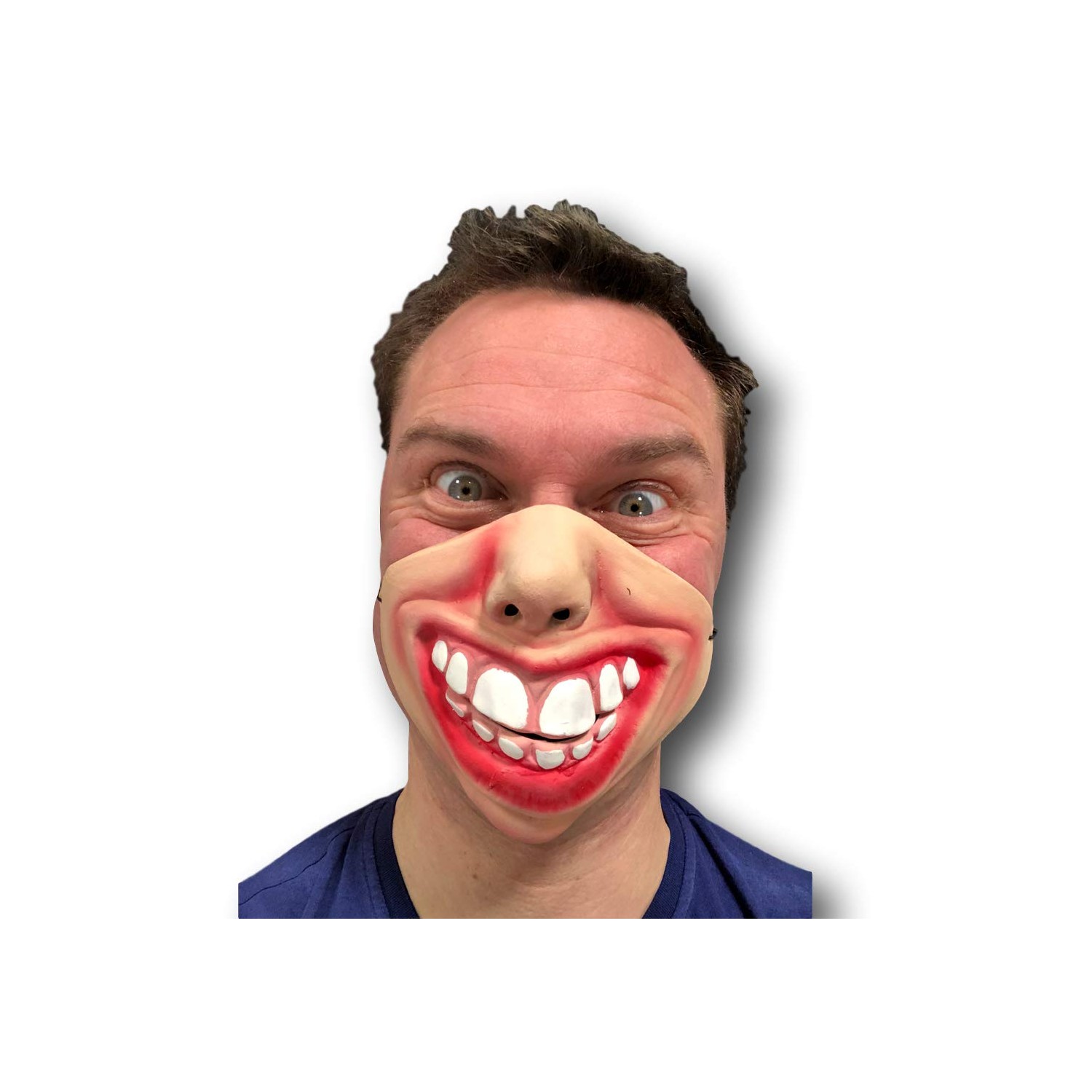 Rubber Johnnies Funny HALF Face Big Cheesy Grin Clown MASK Fancy Dress ...