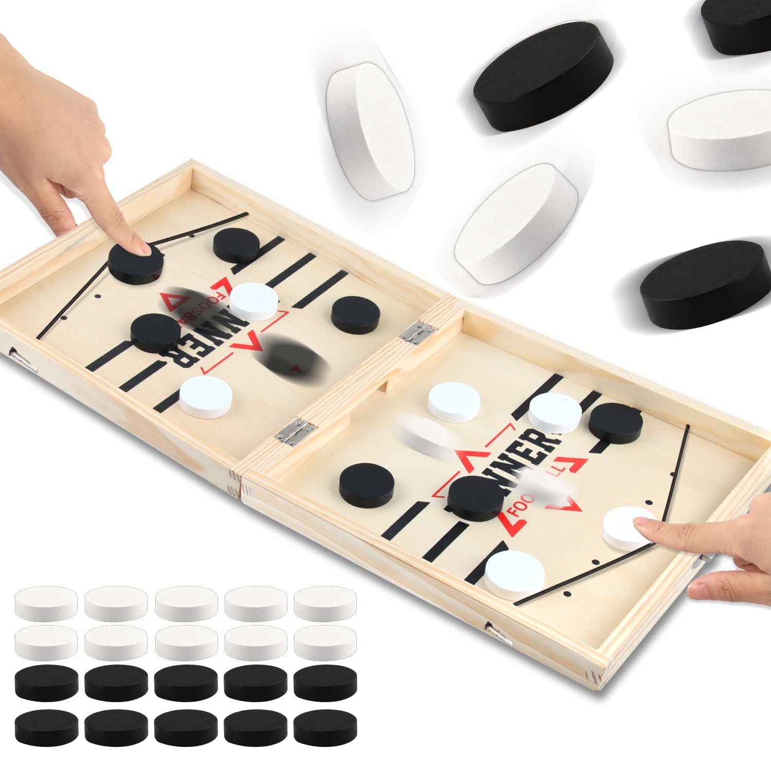 Hockey Board Game, Wooden Quick Sling Puck Match Game, Sling Puck Game ...