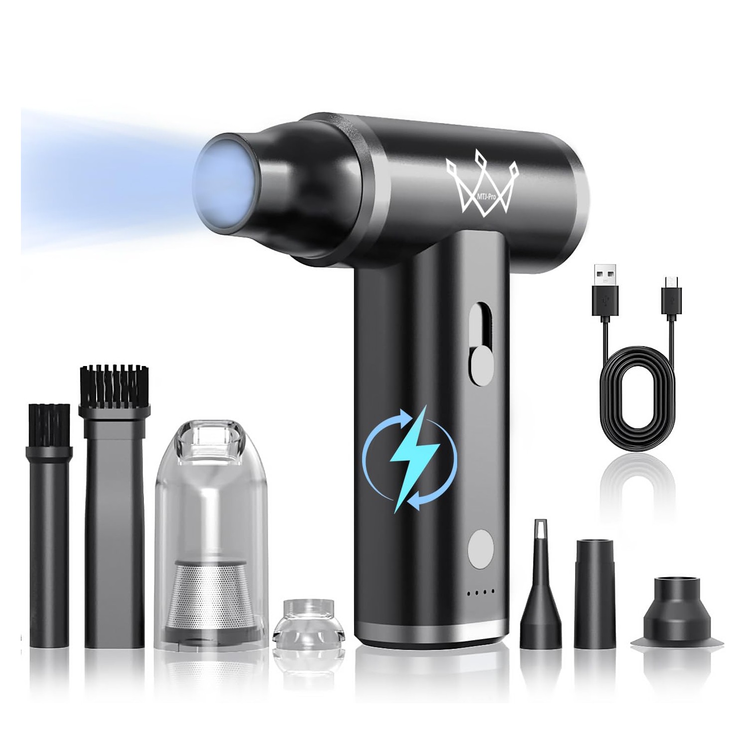 Compressed Air Duster: Metal Body 4in1 Portable Air Blower/Vacuum ...