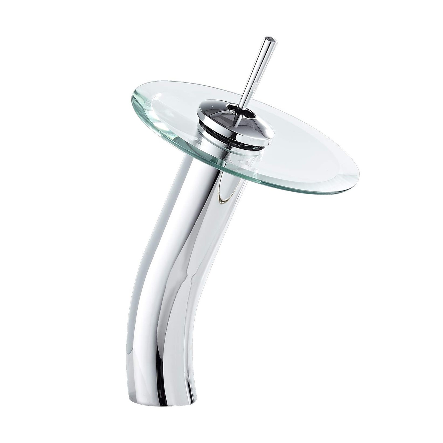 Bathroom Vessel Faucet Waterfall Glass Spout Solid Brass Bath Lavatory ...
