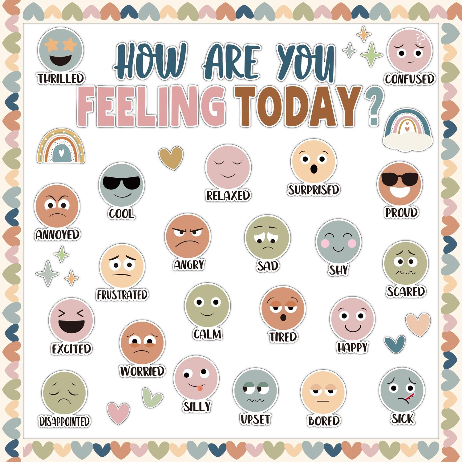 BOHO Feeling Bulletin Board Set Mental Health Classroom Decor How Are ...