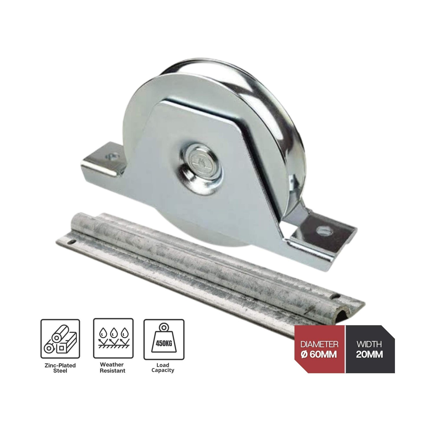 DOJA Industrial Sliding Door Castors 60 mm x 20 mm 1 Unit Castors for ...