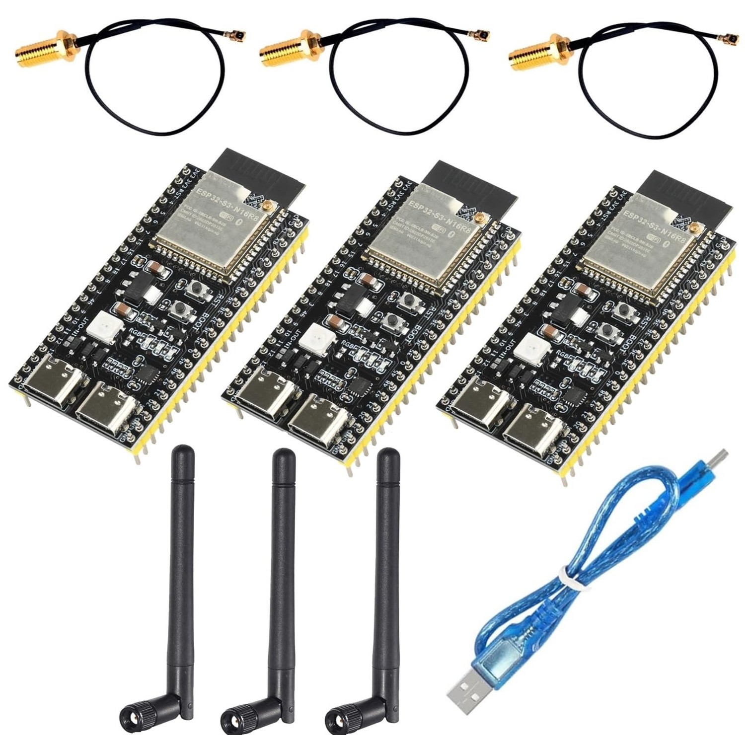 SP-Cow 3pcs ESP32-S3 DevKitC-1 N16R8 ESP32 S3 WROOM-1-N16R8 WiFi Module ...
