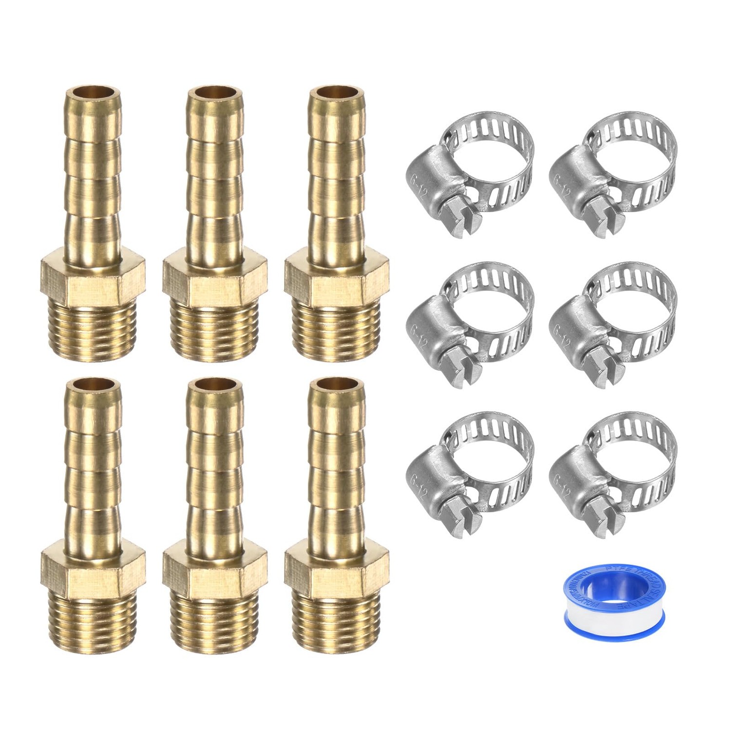 M METERXITY 2-Pack Brass Hose Barb Fittings, 6mm x G1/8 Male Couple ...