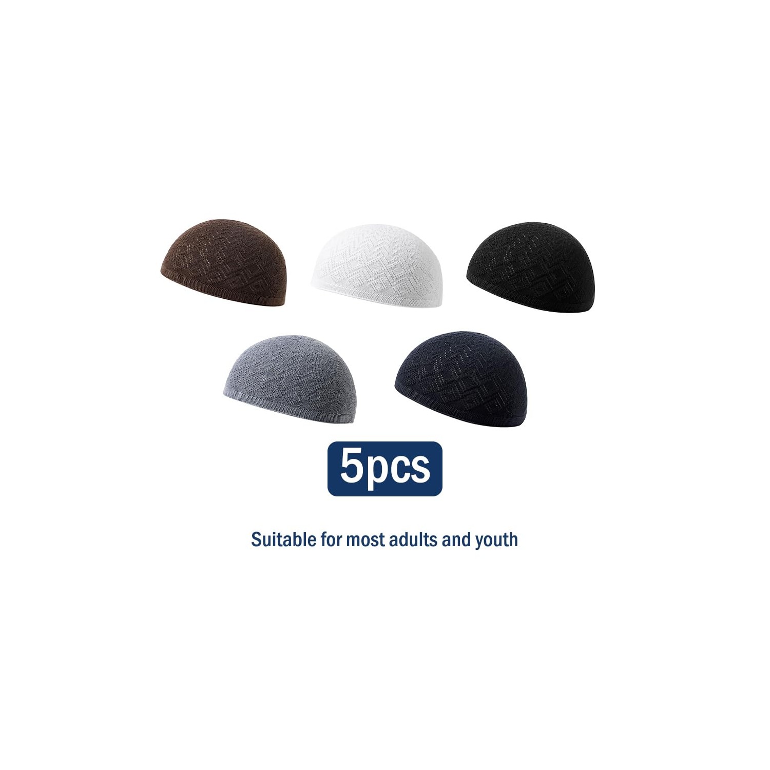 Hitopin 5Pcs Men Muslim Prayer Kufi Hat,Cotton Islam Prayer Hat,Muslim ...