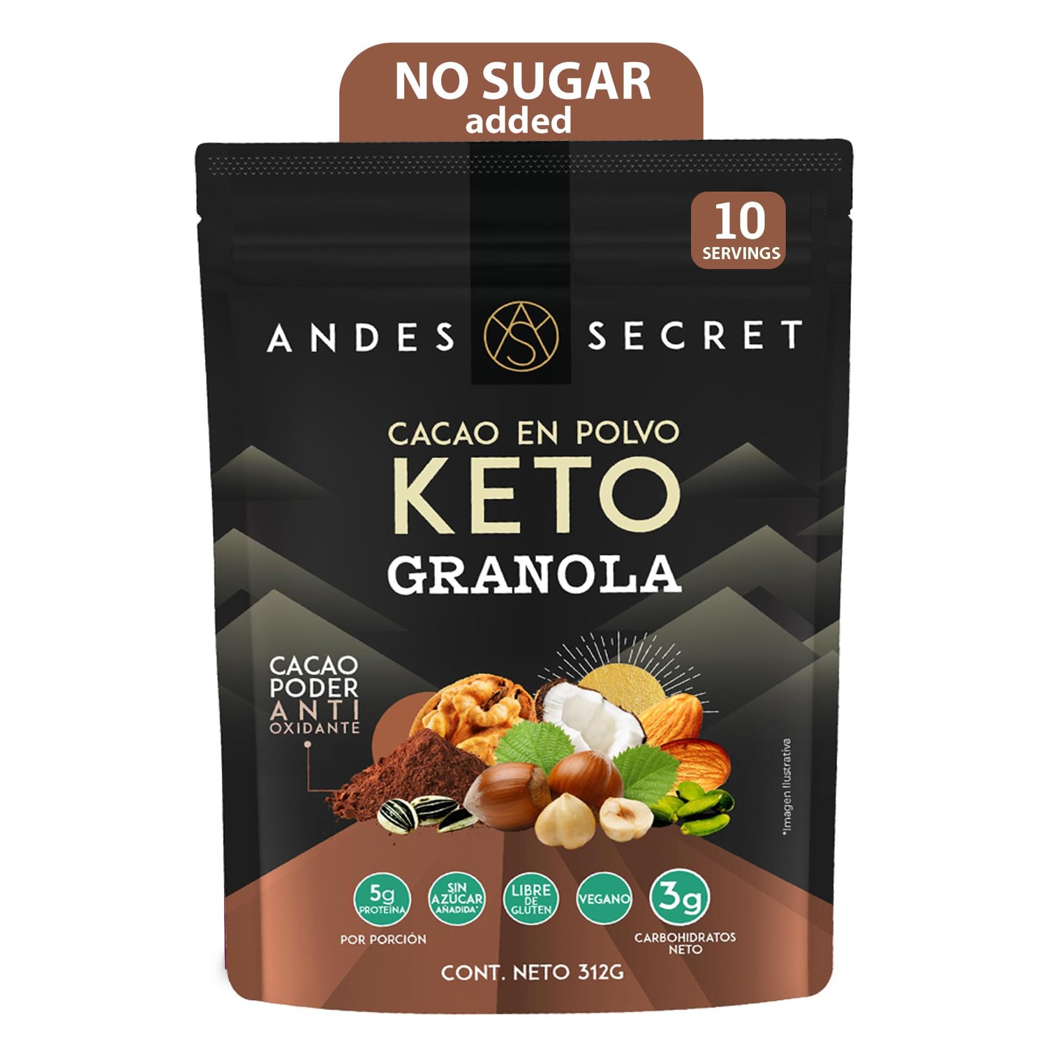 Andes Secret Cacao Granola - Almonds, Walnuts & Hazelnuts - Keto High ...
