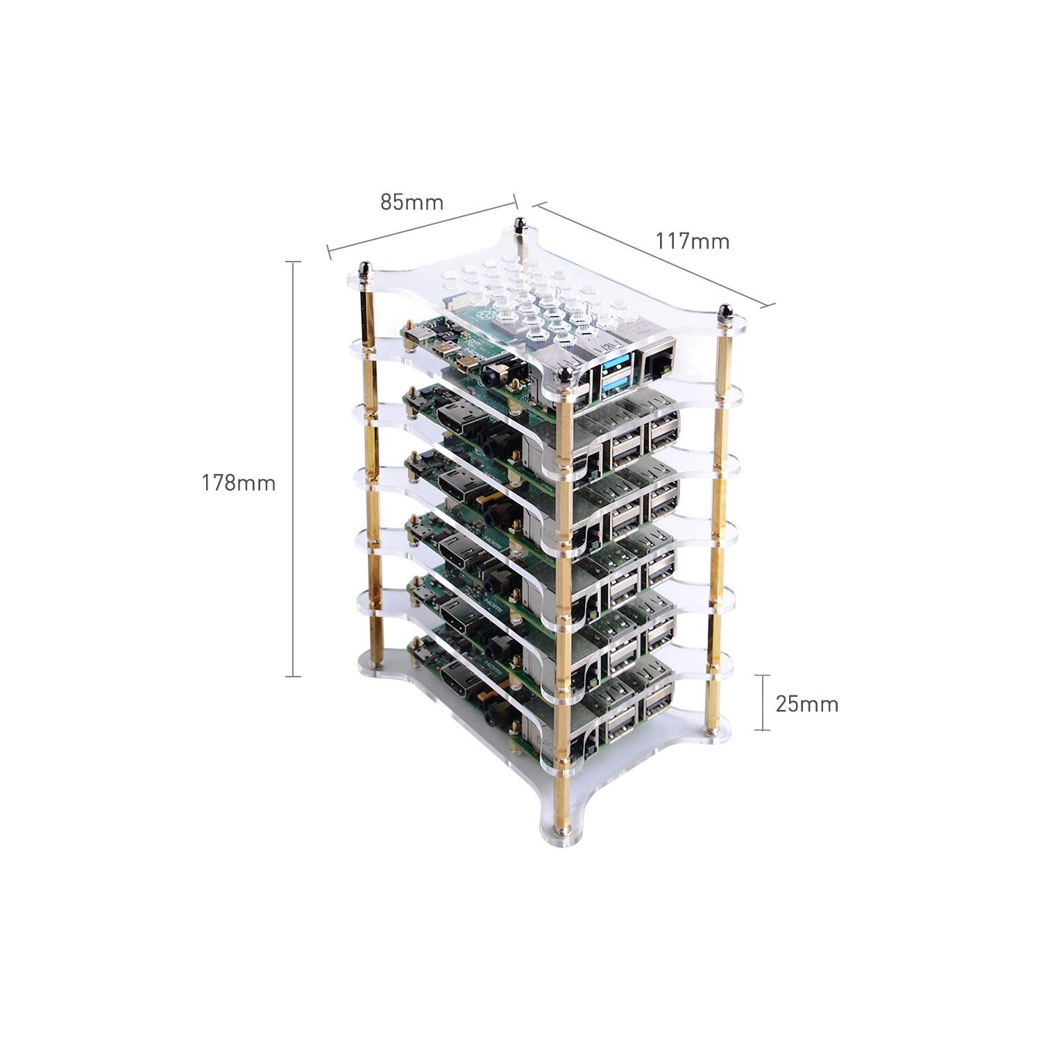 GeeekPi 6-Layer Raspberry Pi Cluster Case, Raspberry Pi Rack Case with ...