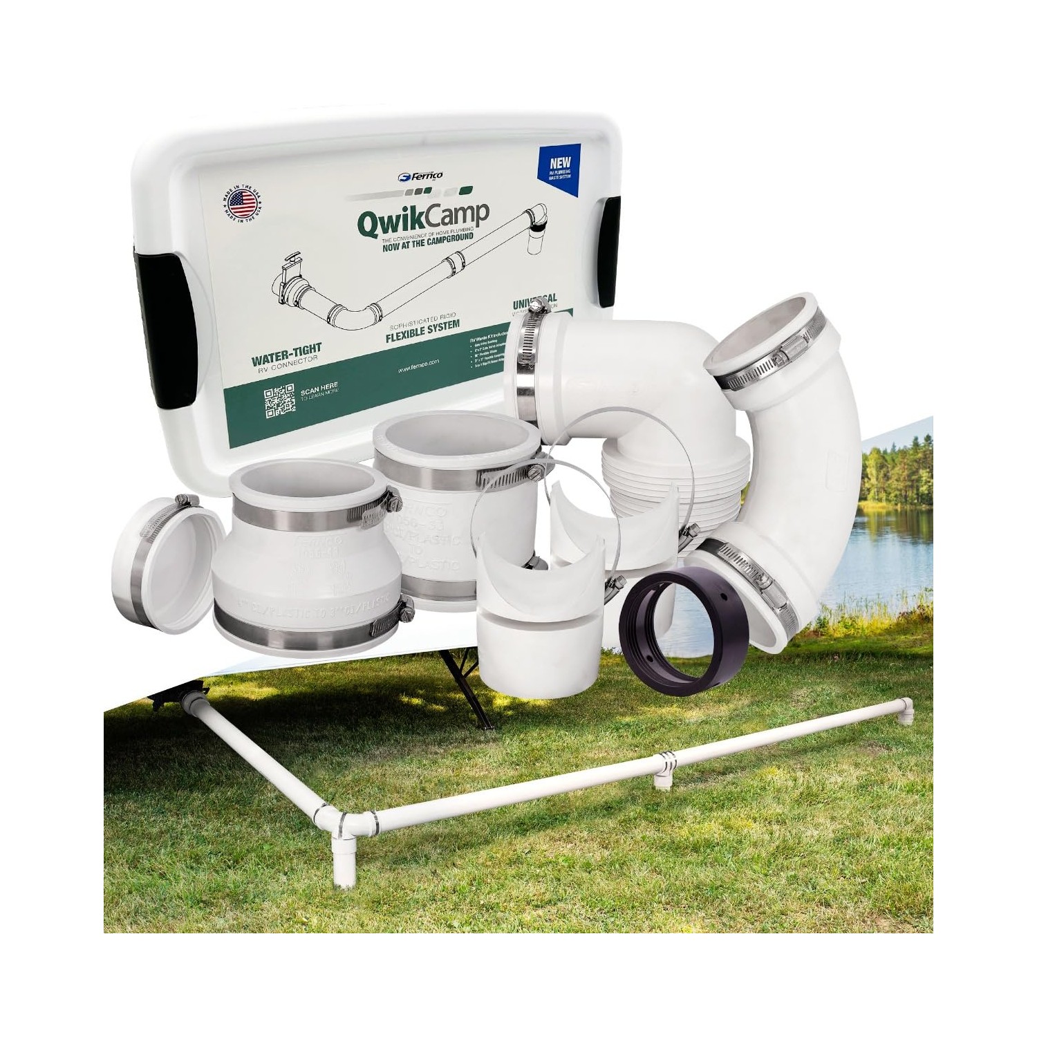 Fernco QwikCamp RV and Camper Sewer Waste Plumbing Connection System ...