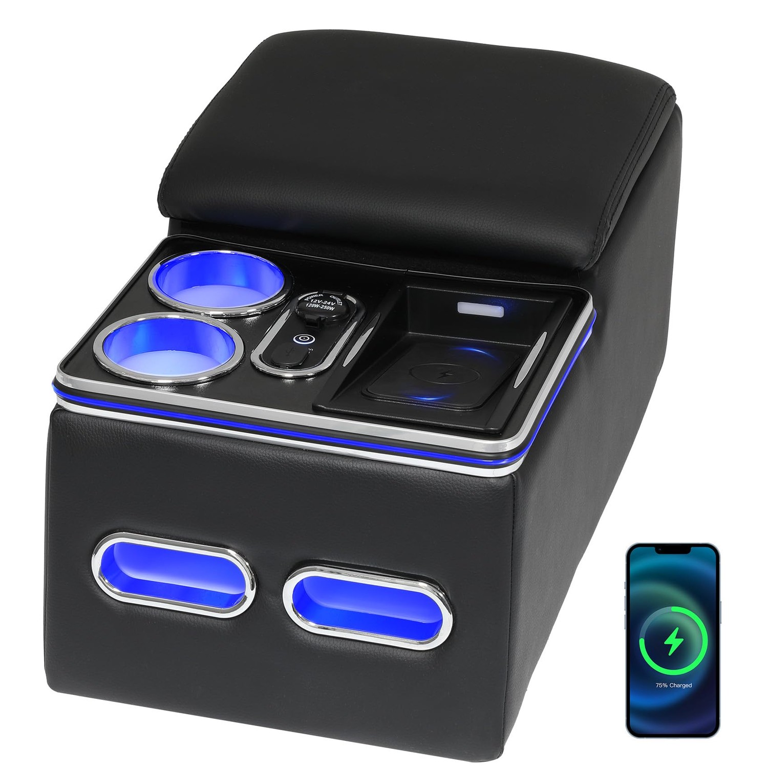 Fengind Truck Center Console Armrest Organizer with Wireless Charging ...