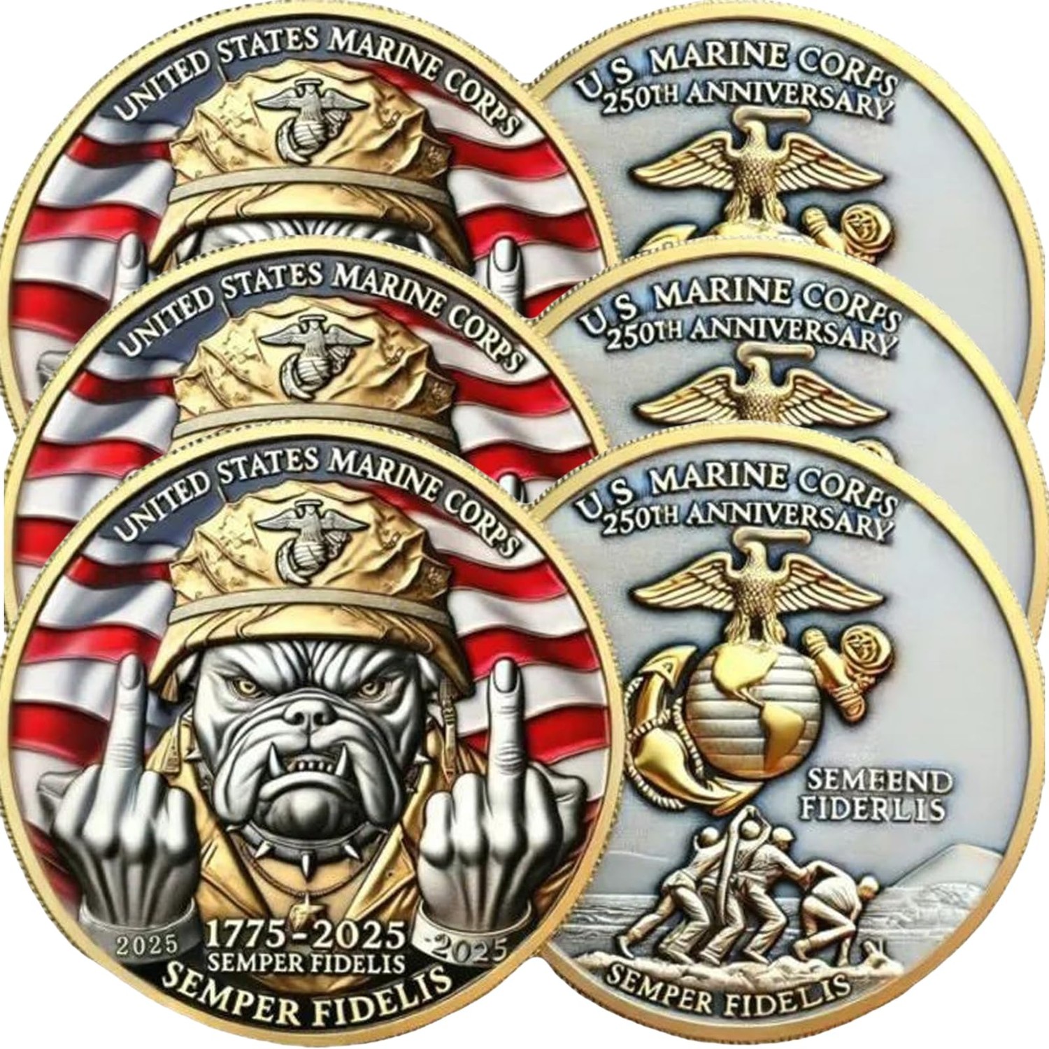 USMC 250th Anniversary Challenge Coin – Double-Sided Marine Corps 250th ...