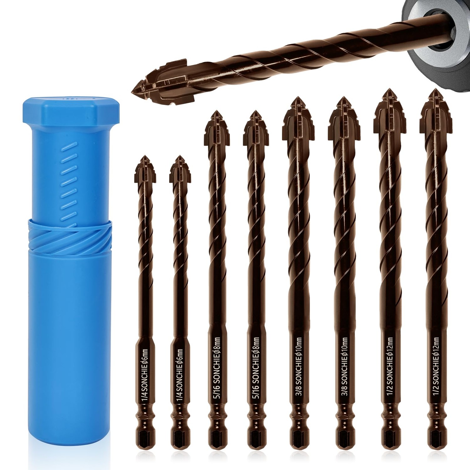 SONCHIE Serrated Drill Bits 8-Piece Set 1/4“-1/2” High Strength Special ...