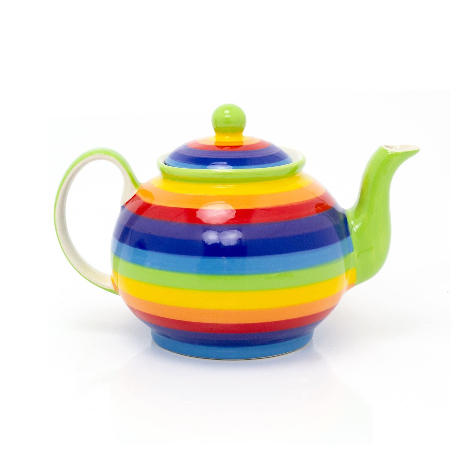 Hand Painted Rainbow Stripe Ceramic Large Teapot | 1 Litre Striped 4 ...