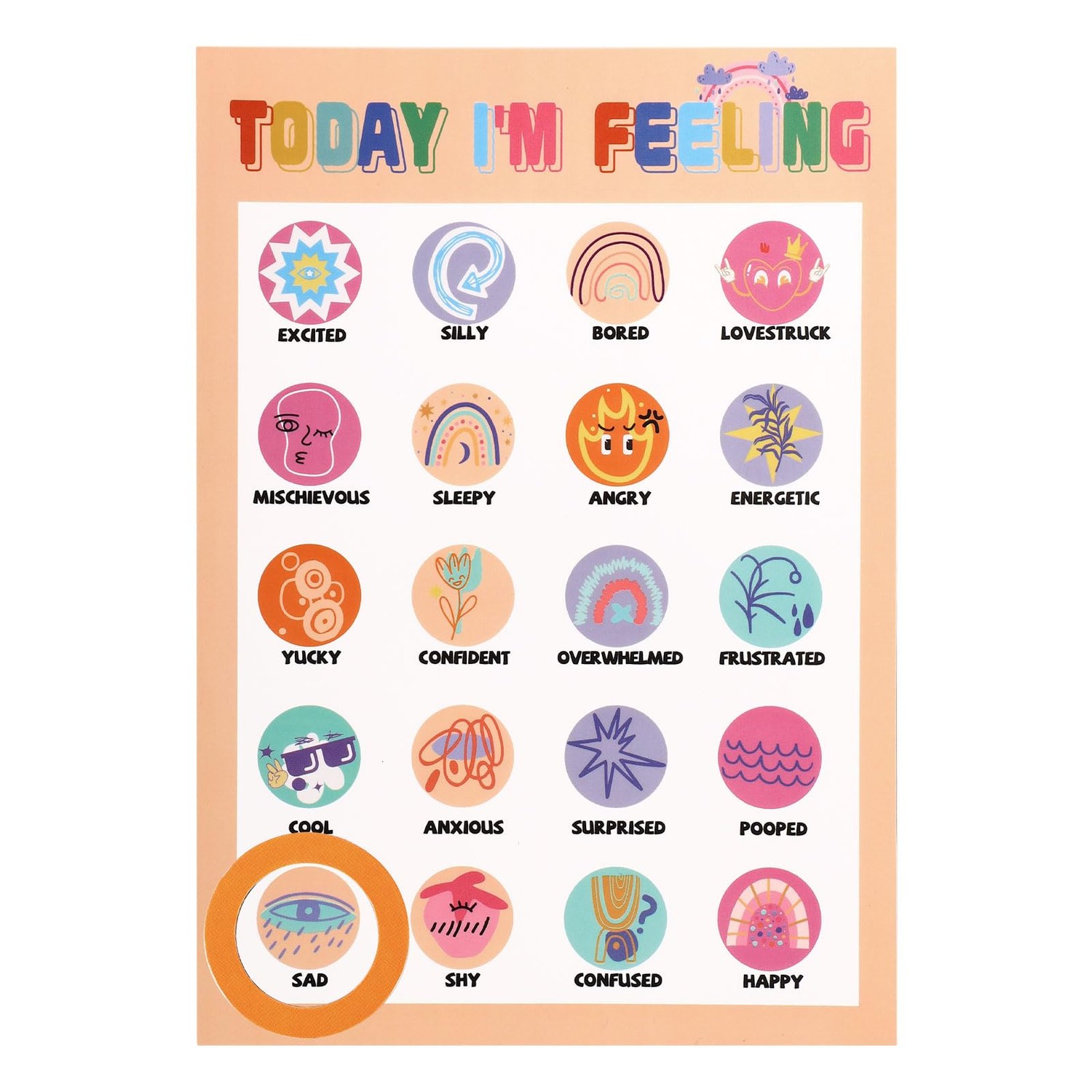 Magnetic Daily Mood Tracker, Bohemia Style Feeling Chart Poster with ...