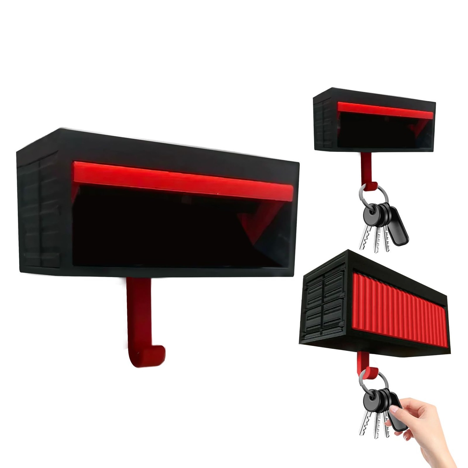 Vexilon Car Garage Key Holder, Black Key Holder for Wall with Red ...