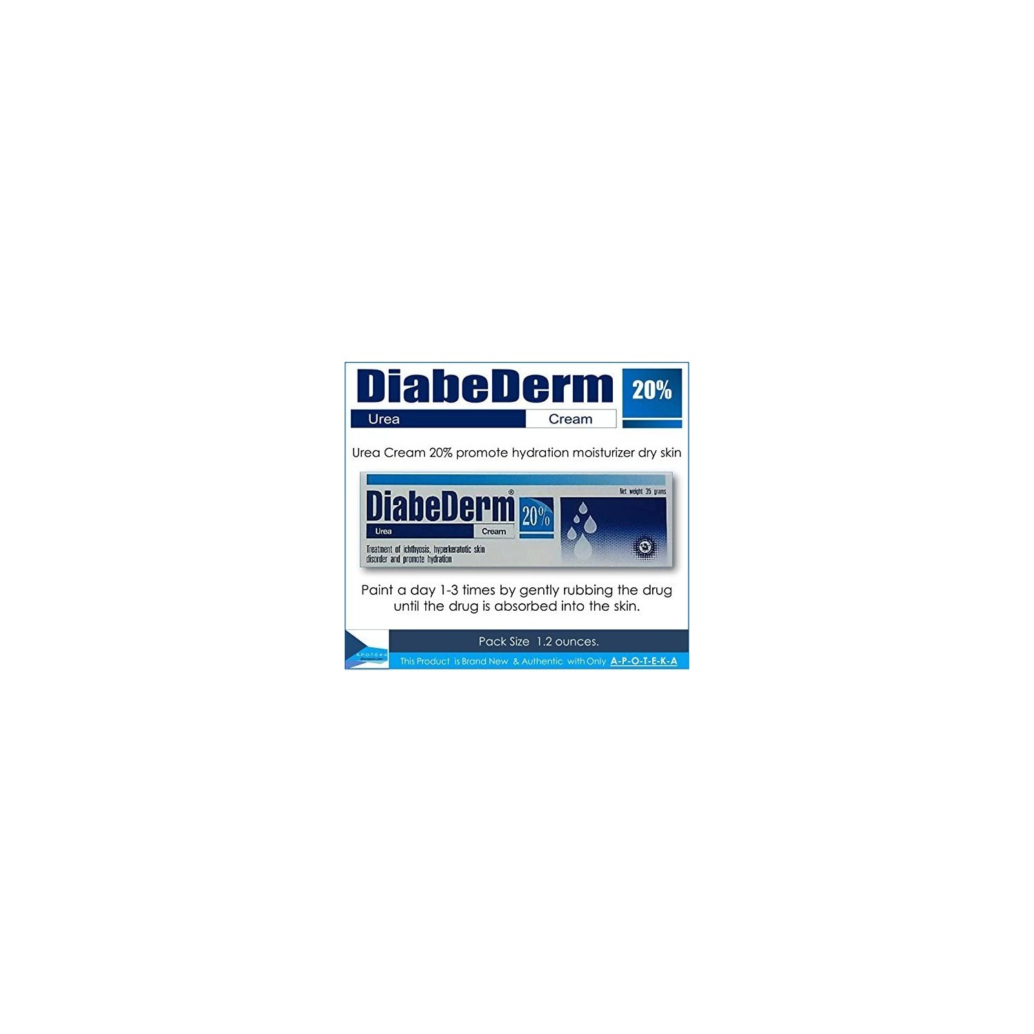 Medicated Urea Cream (Diabederm 20% x 1.2 Oz.) Best to Promote ...