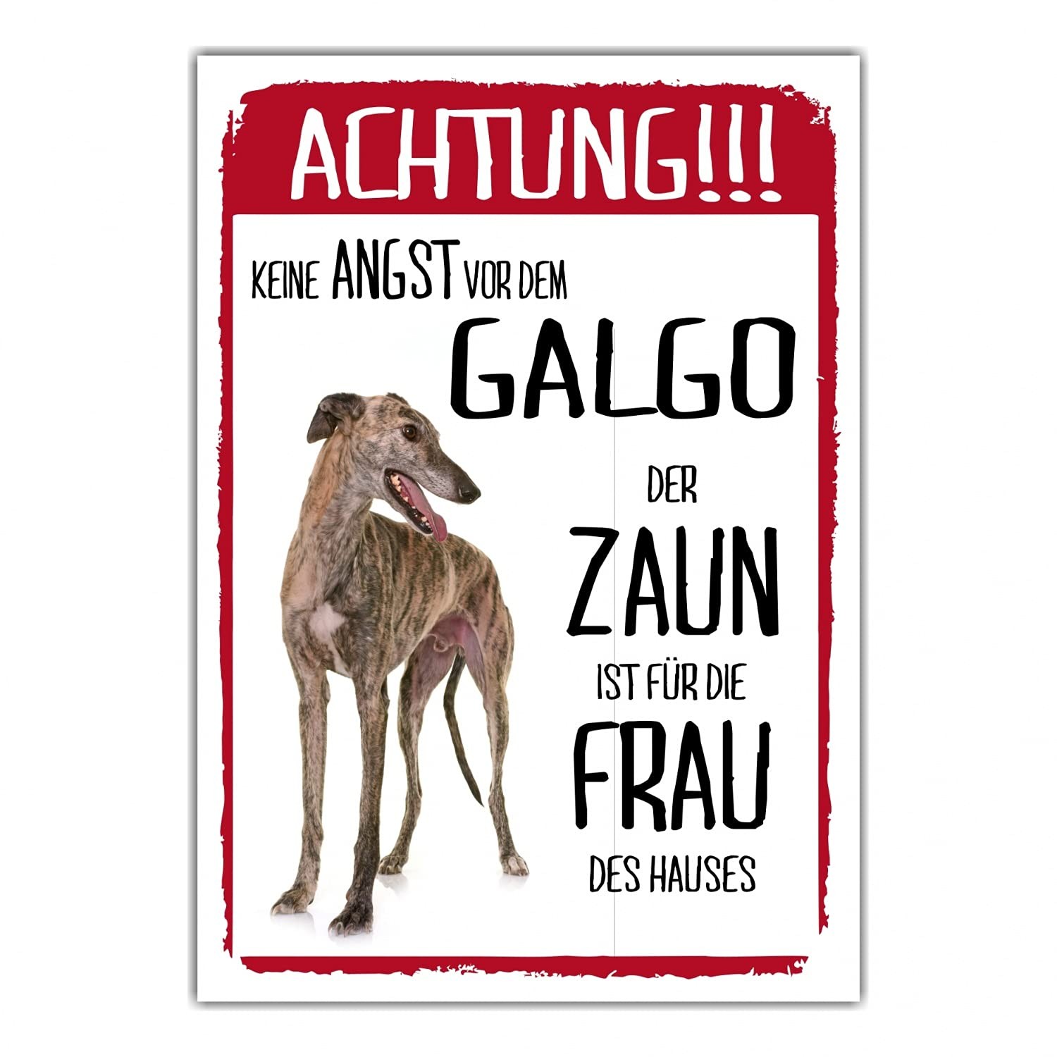 Galgo Dog Sign Warning Fence Woman Saying Door Sign Dog Sign Warning ...