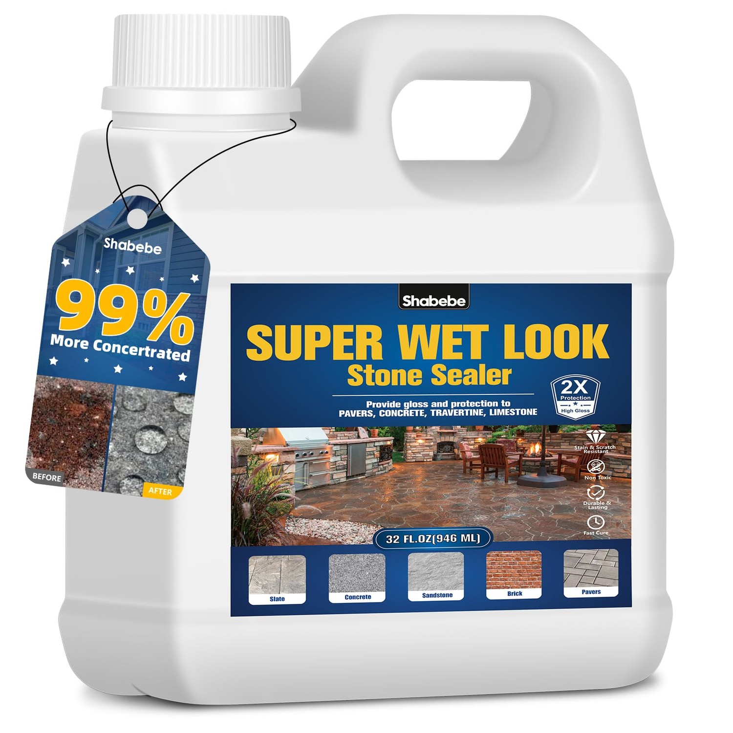 Super Wet Look Stone Sealer 32oz/946ml [2025 Upgarde]–Durable & Long ...
