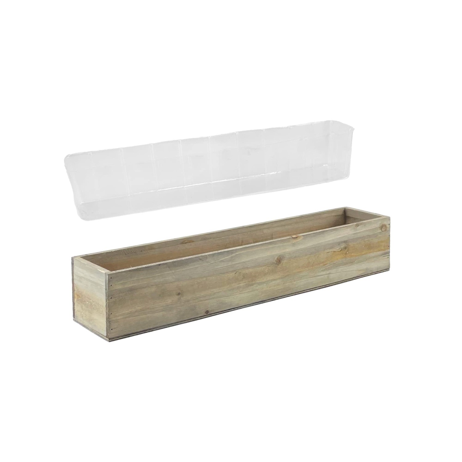 CYS EXCEL Rectangle Wood Planter Box with Removable Plastic Liner (H:4 ...