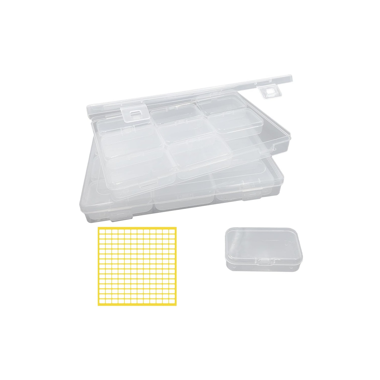 XINGSUI Set of 2 Transparent Plastic Boxes Small with Lid, Rectangular ...