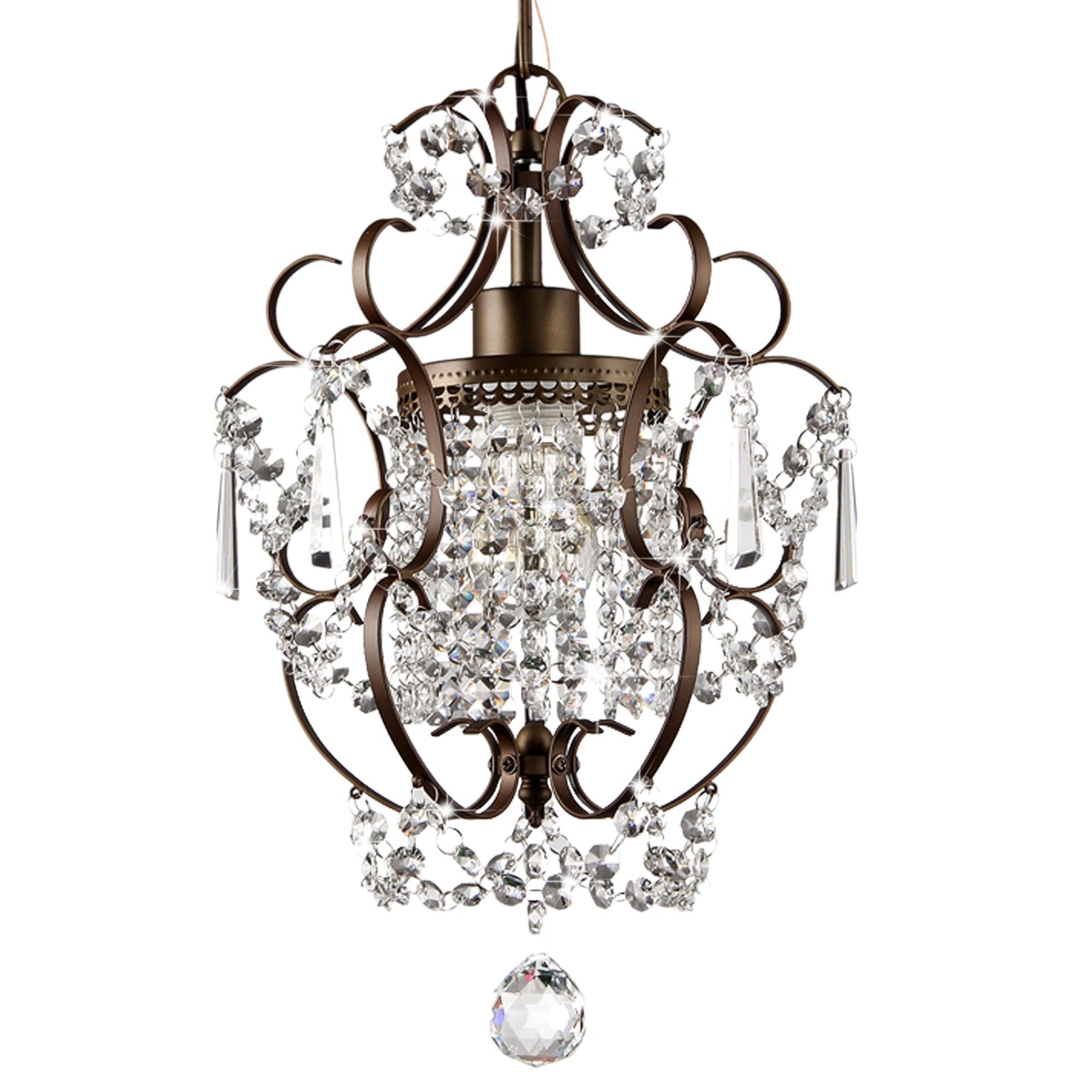 PAPAYA Crystal Chandelier Lighting Bronze Chandeliers D11``*H15.8`` with 39.4-Inch Adjustable 1 ...