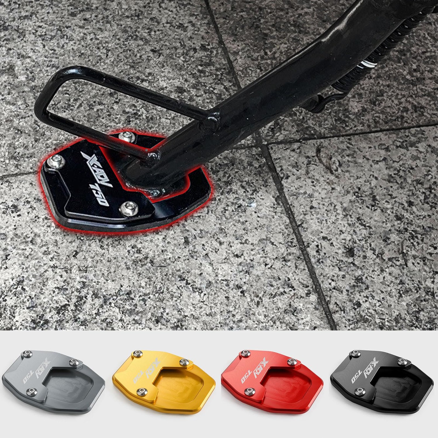 WOOGA Motorcycle Aluminum Kickstand Side Stand Plate Pad Support ...