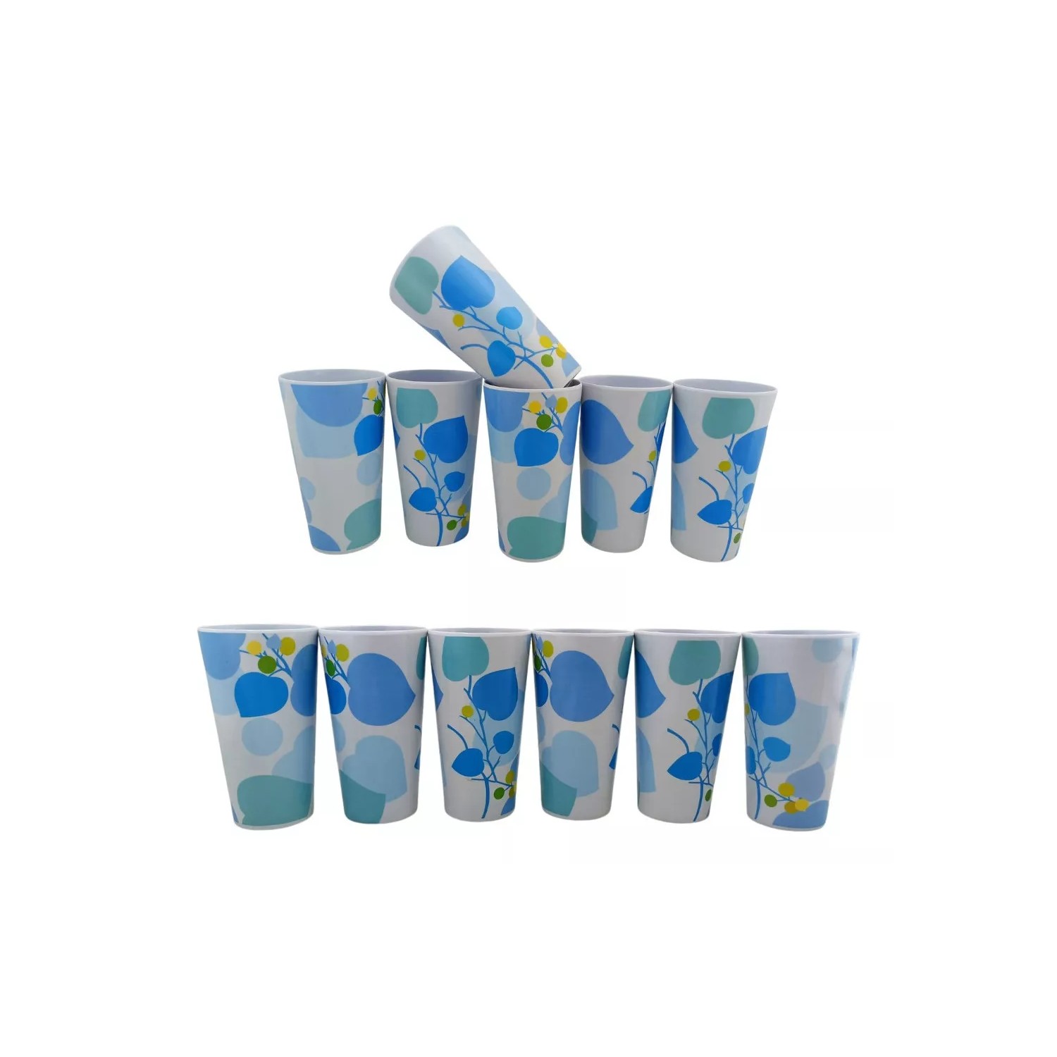 Tab and Kit Vaso Mesa Tipo Plástico Melamina Bleaf 400 Ml, 12 Piezas ...