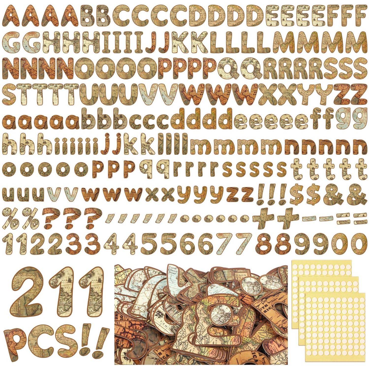 Humyoun 221 Pcs World Map Bulletin Board Letters World Map Alphabet ...