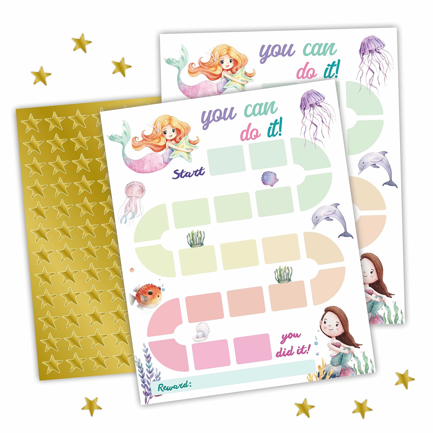 Under The Sea Reward Chart with Golden Star Stickers, Incentive Chart ...