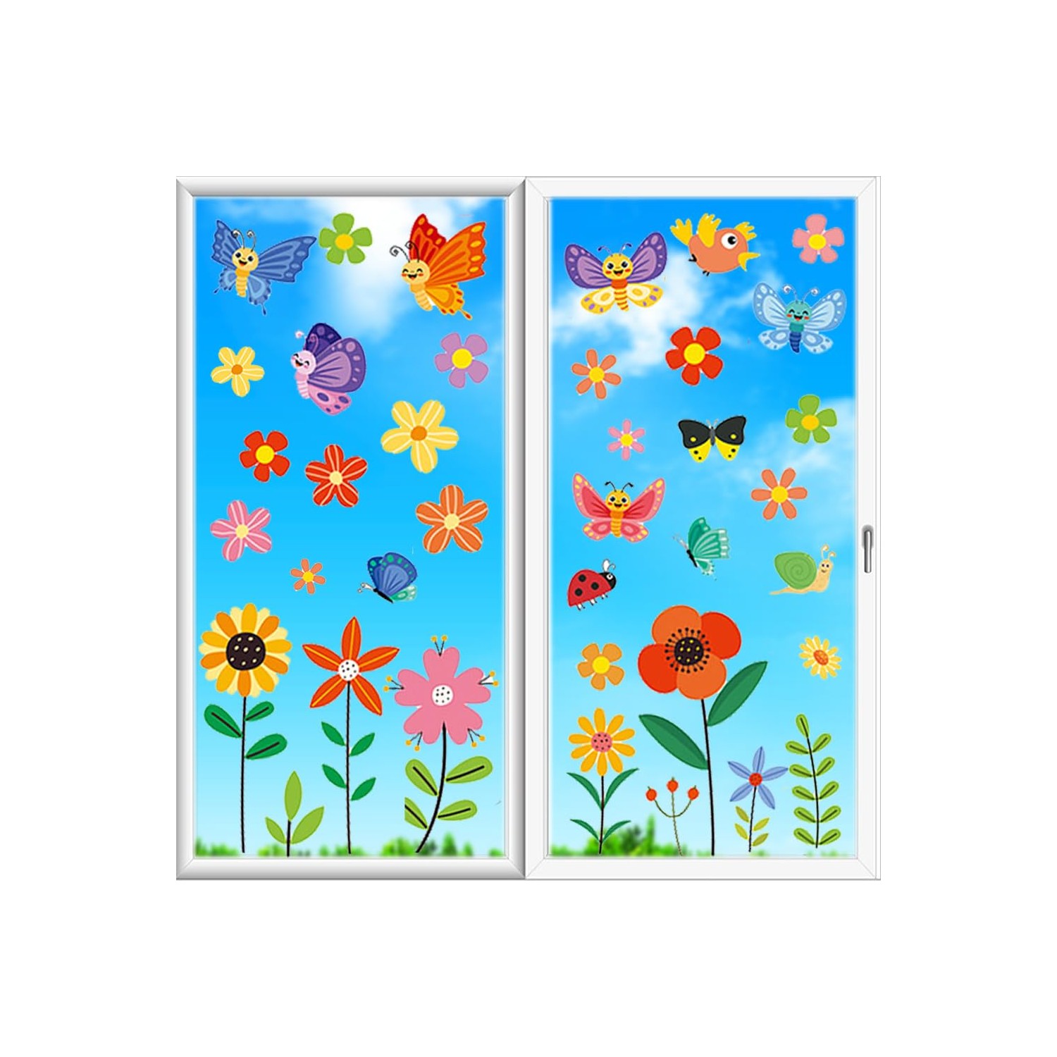 Spring Window clings for Glass Windows Flowers Butterfly Insects Birds ...