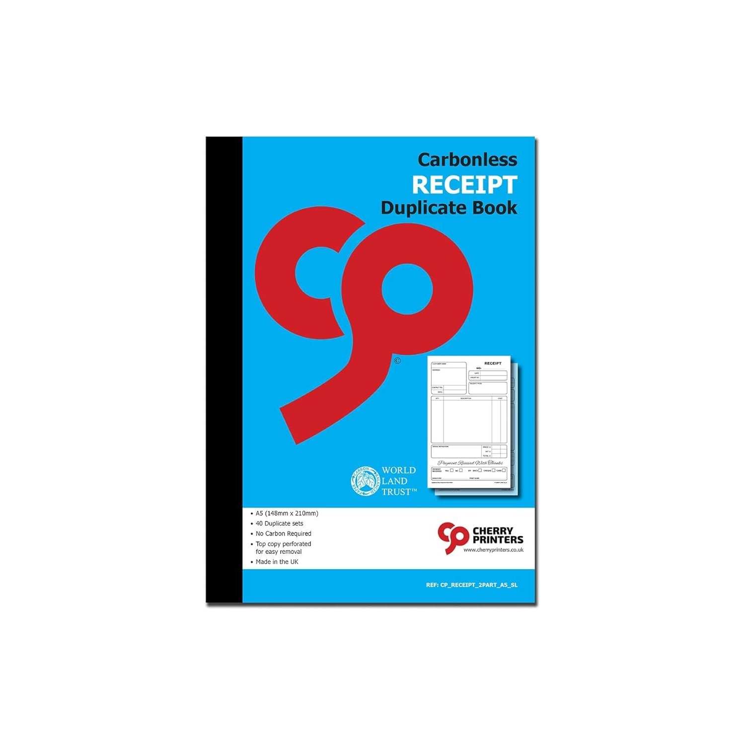 Cherry Carbonless NCR Receipt Book Duplicate 2pt A5 (148 x 210 ...