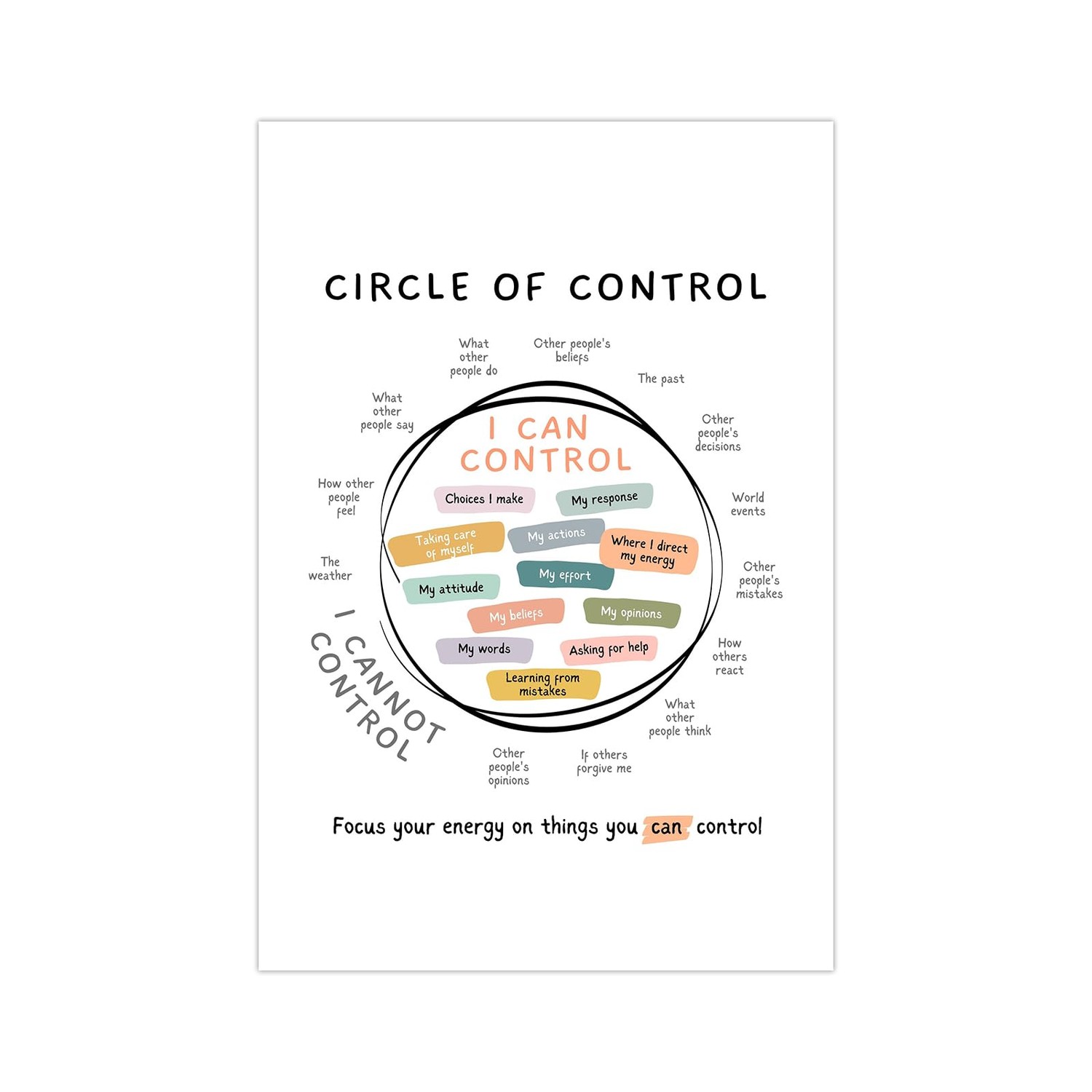 Zones Of Regulation Poster “I Can Control” Management Emotions Chart ...