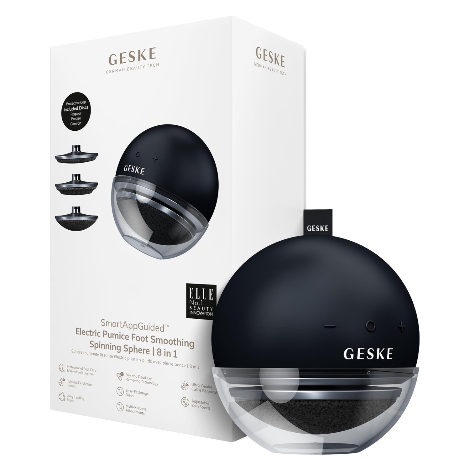 GESKE Electric Pumice Foot Smoothing Spinning Sphere, 8 in 1, Electric ...