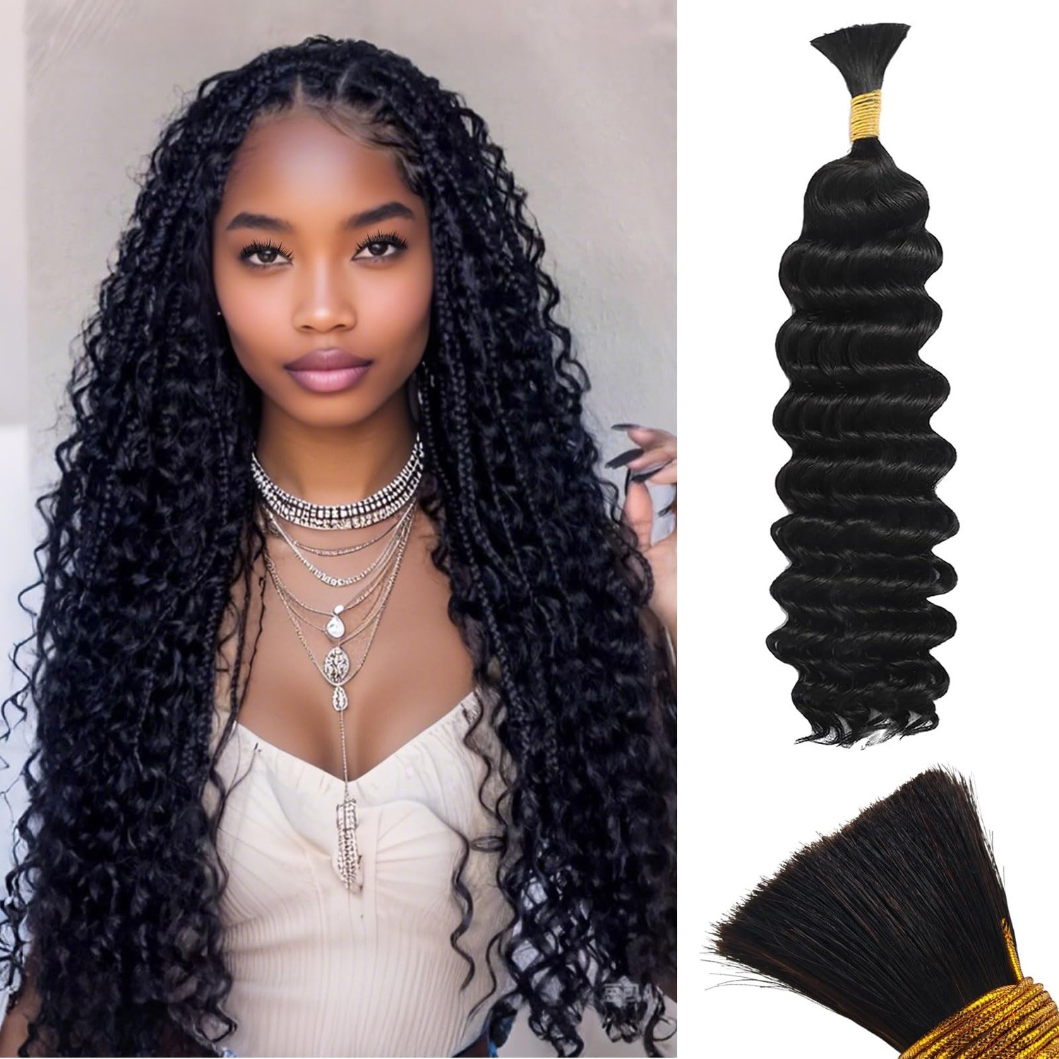 MSCICI Short-Free Black Human Braiding Hair 18inch 50g 1 Bundle/Pack ...