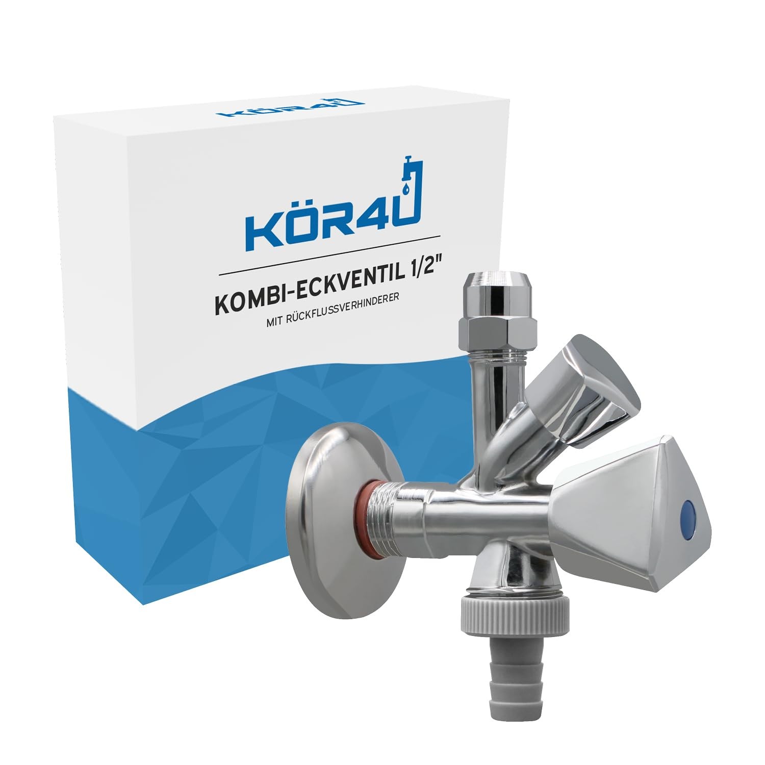 kör4u Combination Angle Valve Chrome, 1/2 Inch with Backflow Preventer ...