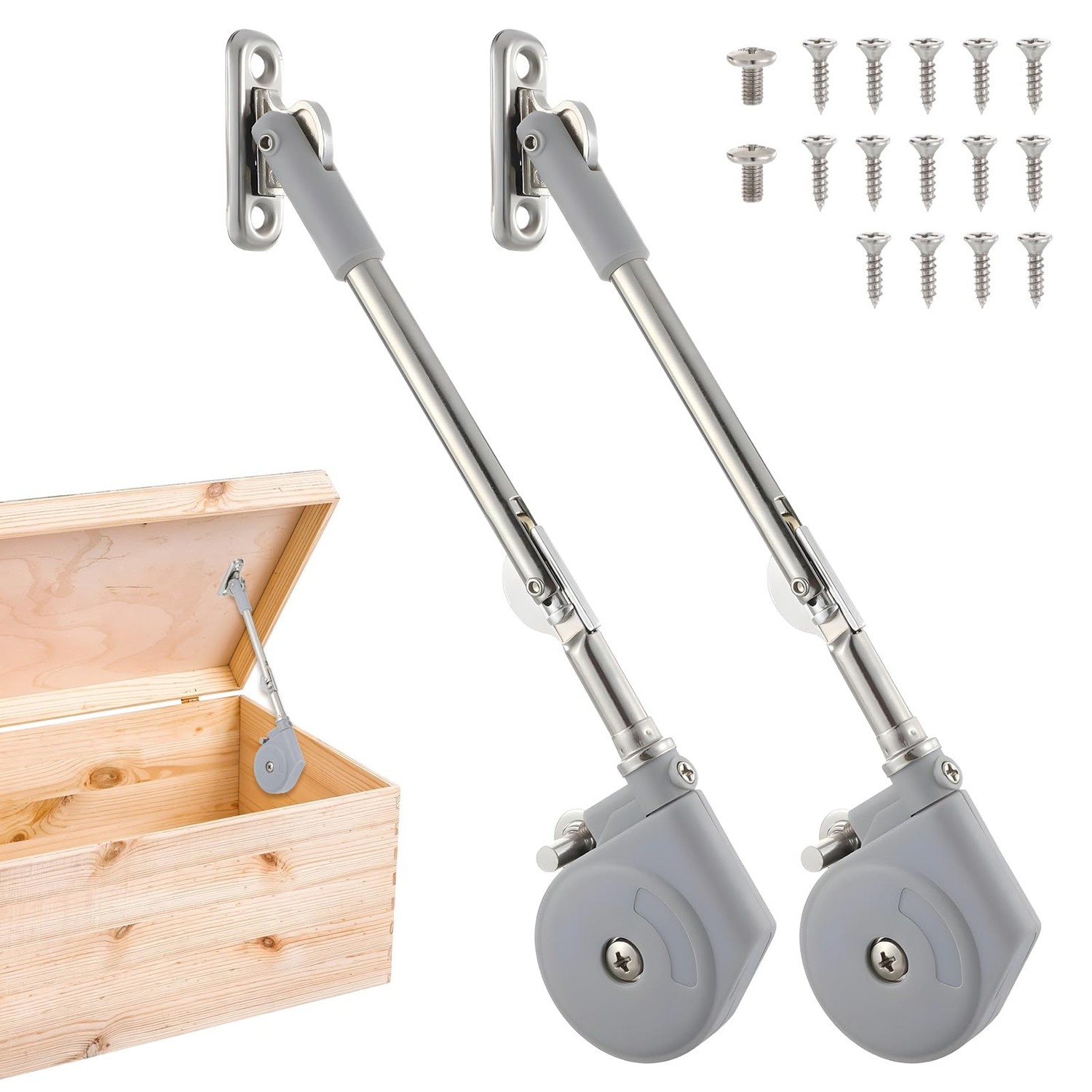 2 Pack Toy Box Hinges Soft Close Lid Stay 105 Degree Open with Soft ...