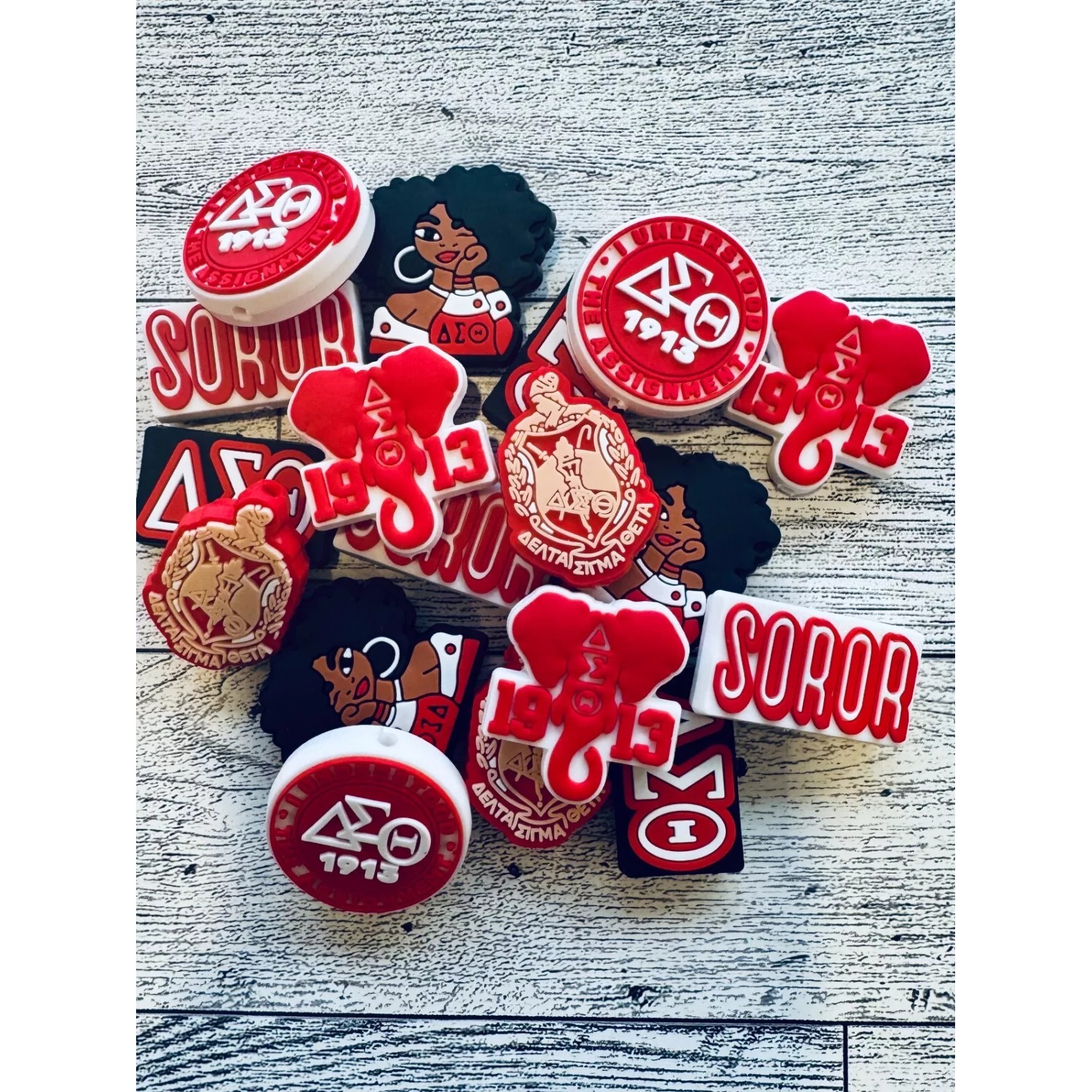 Delta Sigma Theta Sorority Silicone Focal Bead Divine Nine Greek