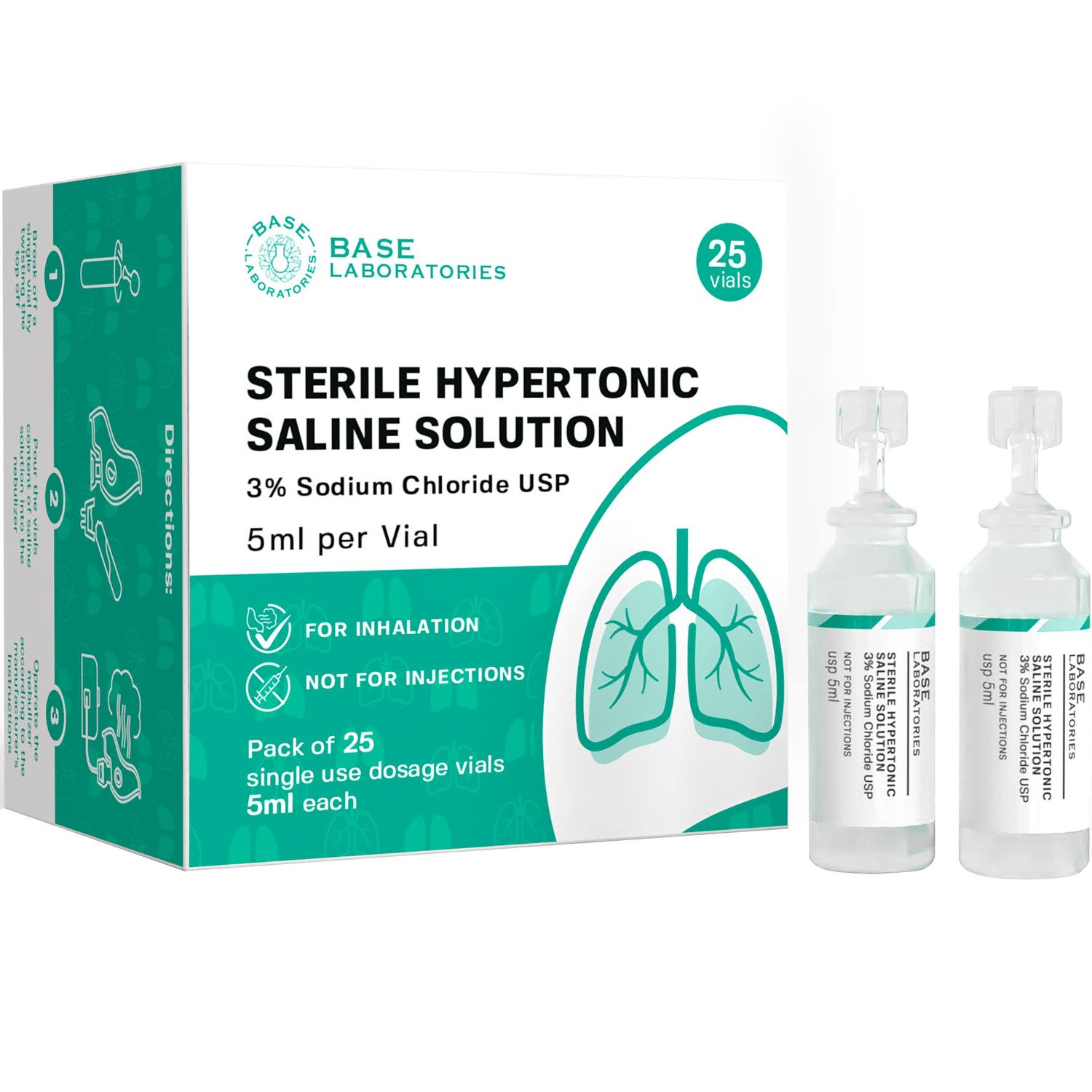 Base Labs 3% Hypertonic Saline Solution for Nebulizer Machine | Saline ...